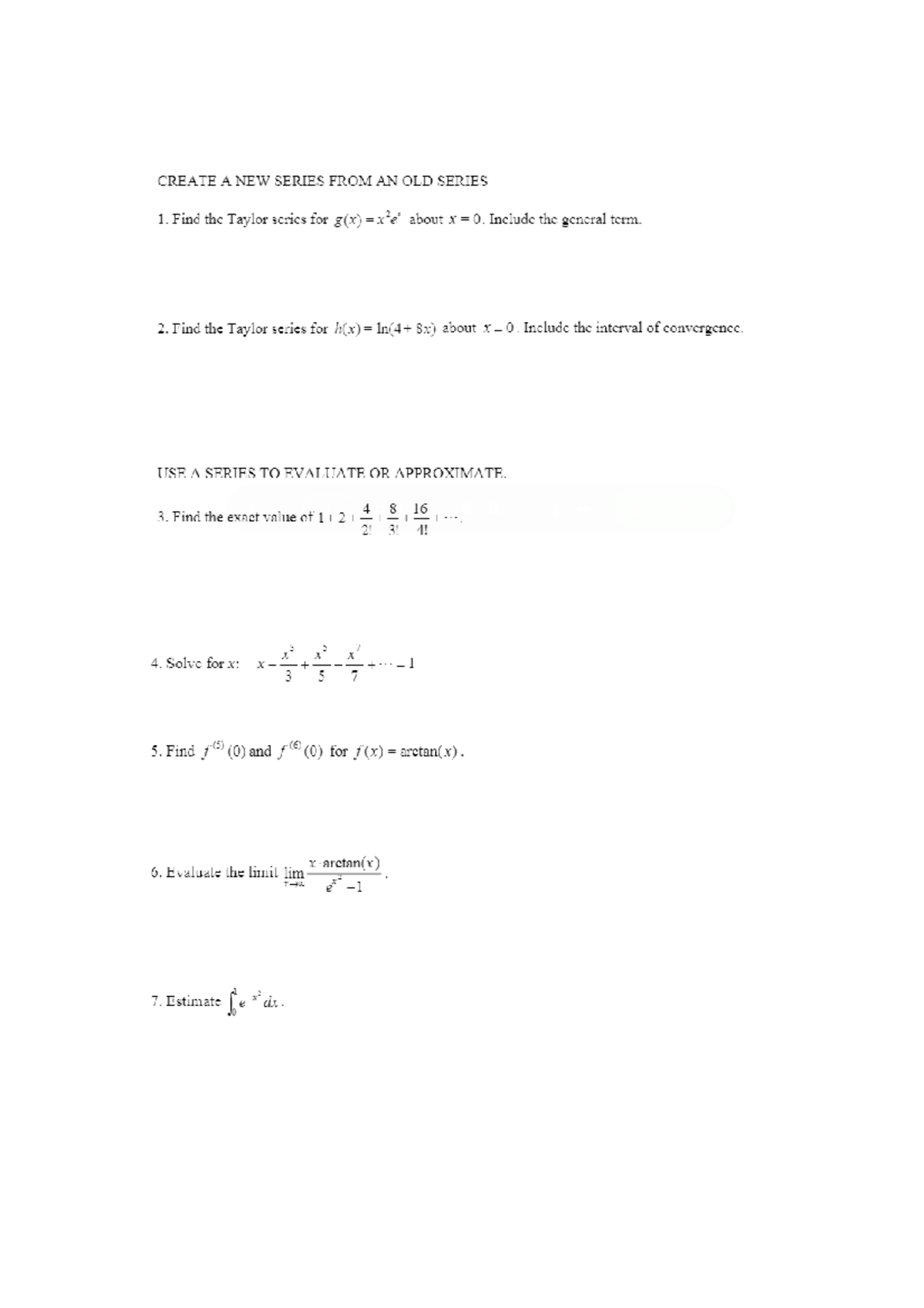 Ch10 using taylor series - Ass - MATH 1420 - Studocu