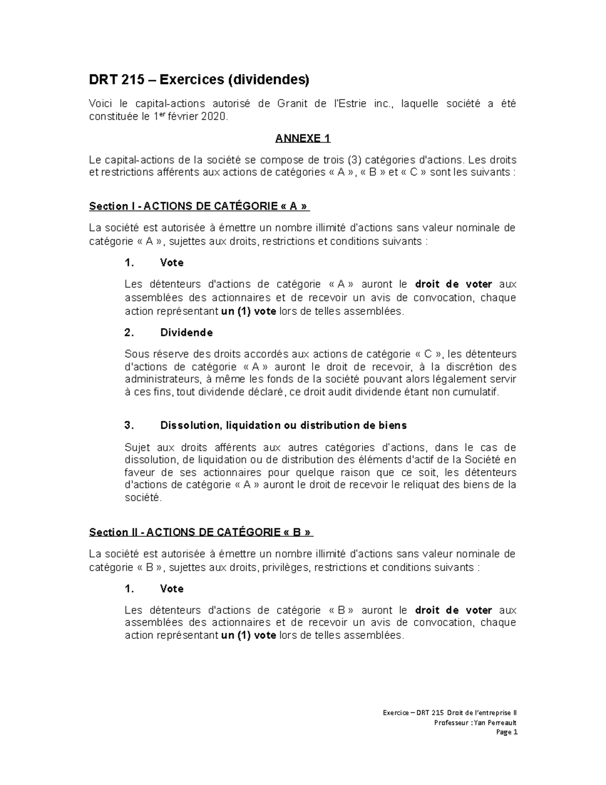 Exercices sur les dividendes - DRT 215 – Exercices (dividendes) Voici ...