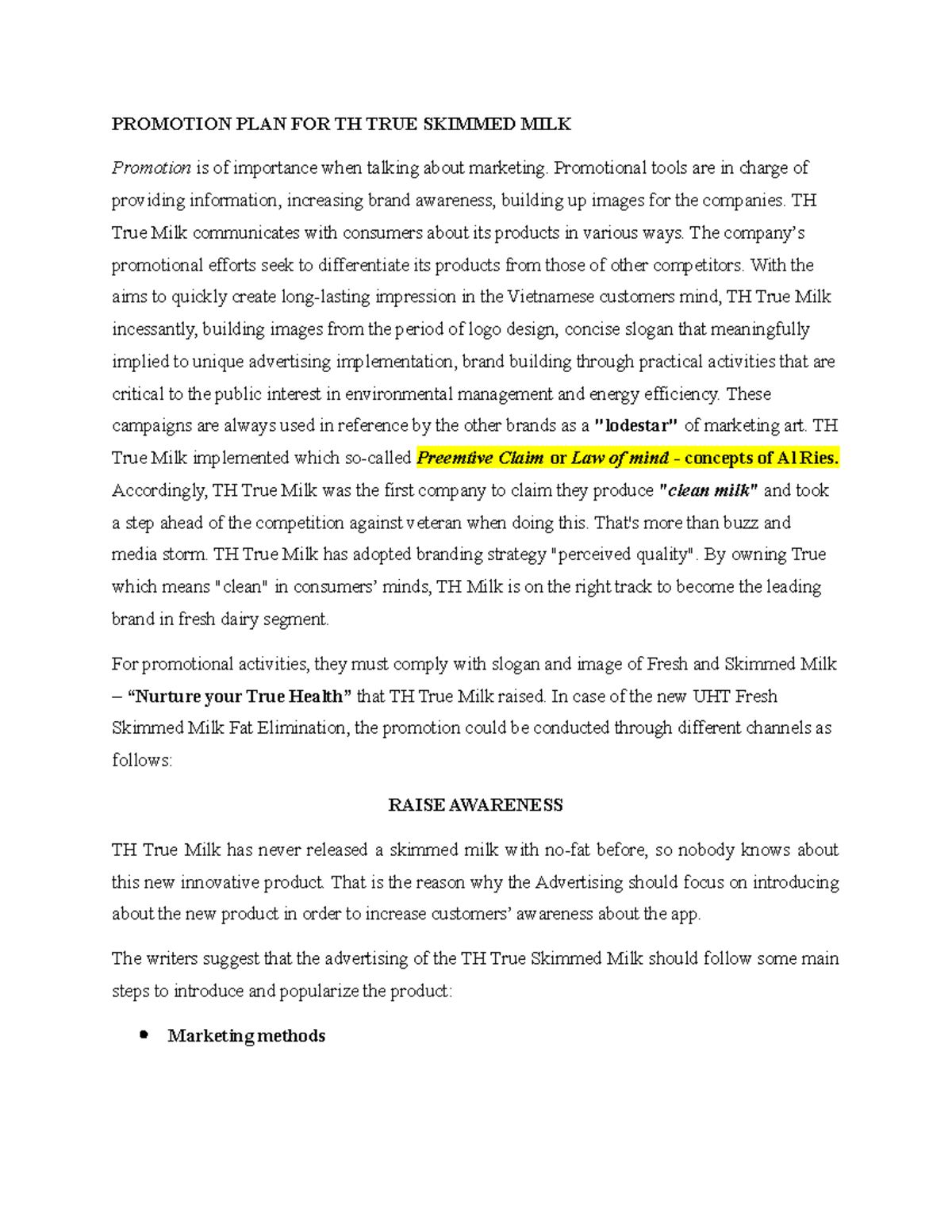 Plans - financial is one of the most important - PROMOTION PLAN FOR TH ...