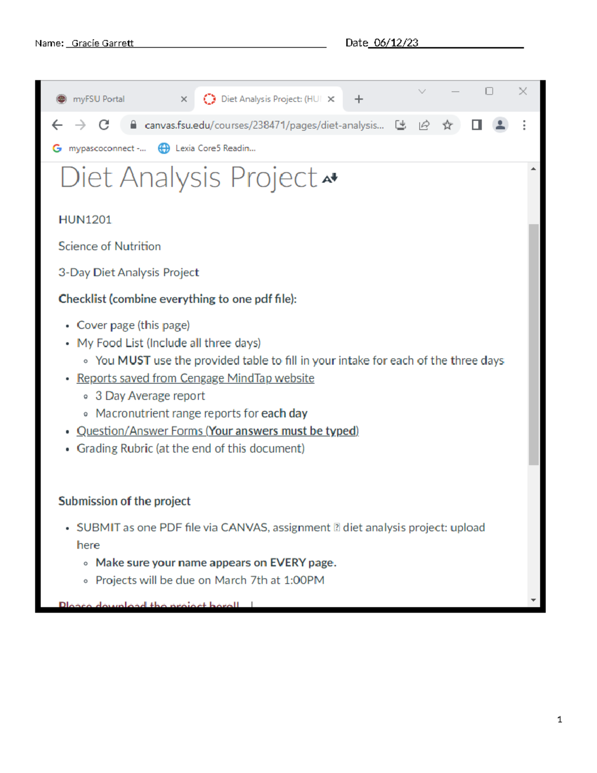Diet Analysis Project pdf - My Food List Keep a detailed record of all ...