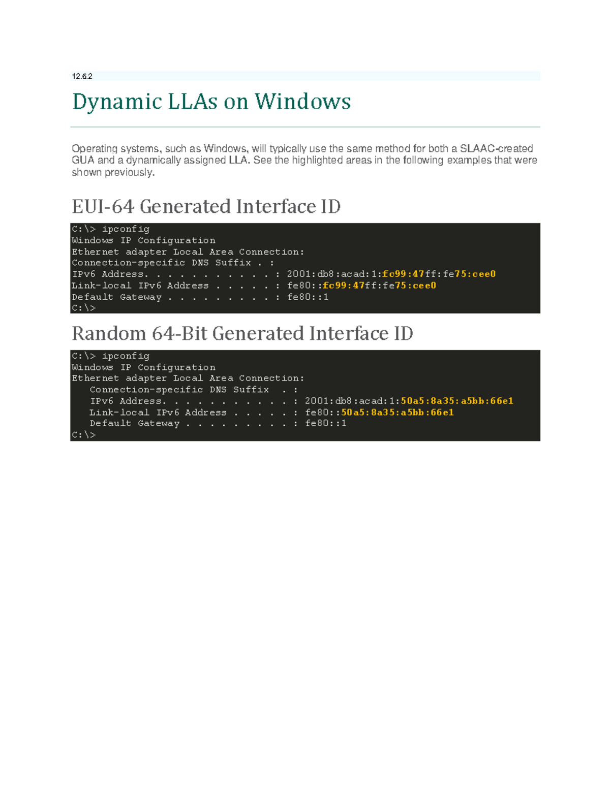 12.6.2 Dynamic LLAs on Windows - Dynamic LLAs on Windows Operating ...