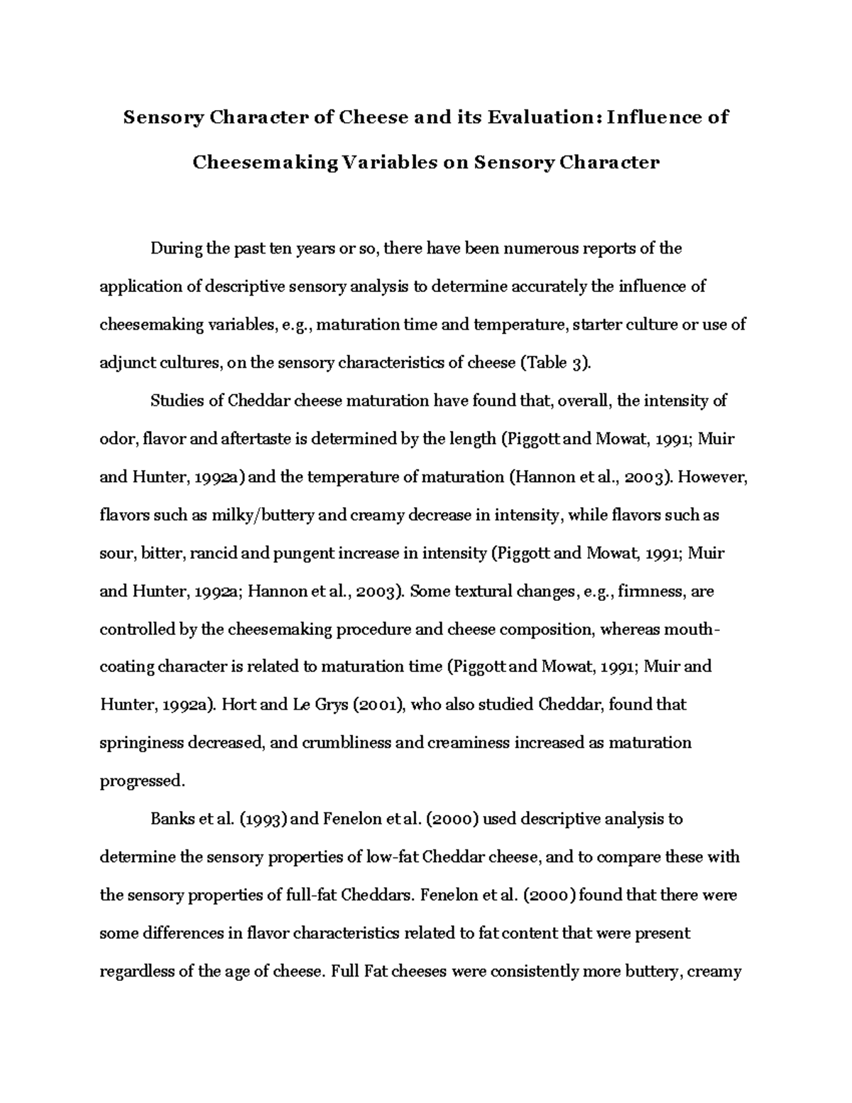 Influence of Cheesemaking Variables on Sensory Character - Sensory ...