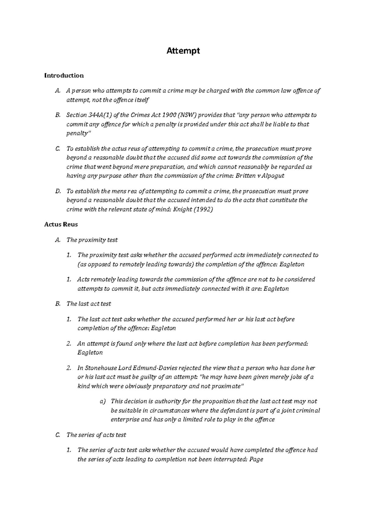 Attempt answer scaffold - Attempt Introduction A. A person who attempts ...