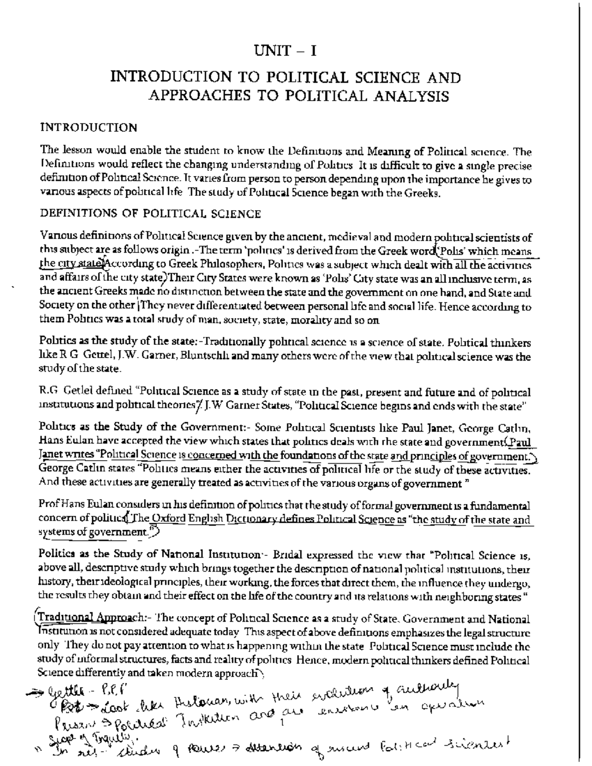 Introduction to Political Sciences and Approaches to Political Analysis ...