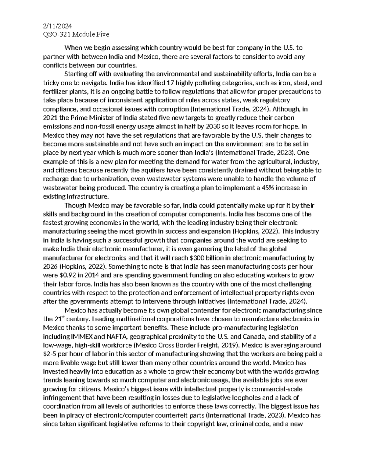 PPP Module 5 - 2/11/ QSO-321 Module Five When we begin assessing which ...