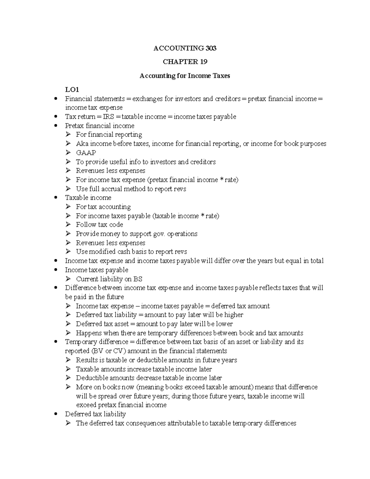 Chapter 19 notes - Fall 2019 - ACCOUNTING 303 CHAPTER 19 Accounting for ...