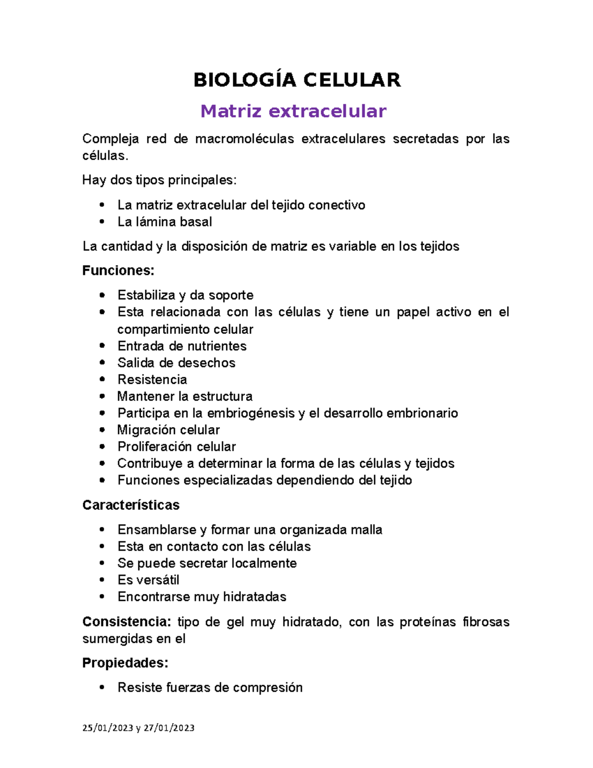 2.Matriz extracelular - BIOLOGÍA CELULAR Matriz extracelular Compleja ...