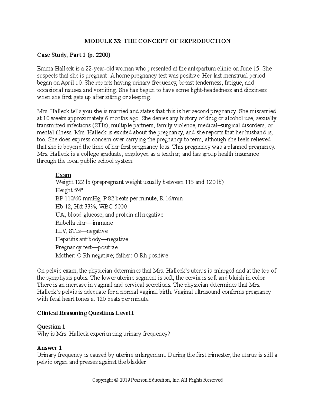 Mod 33 Reprod Case Study - MODULE 33: THE CONCEPT OF REPRODUCTION Case ...