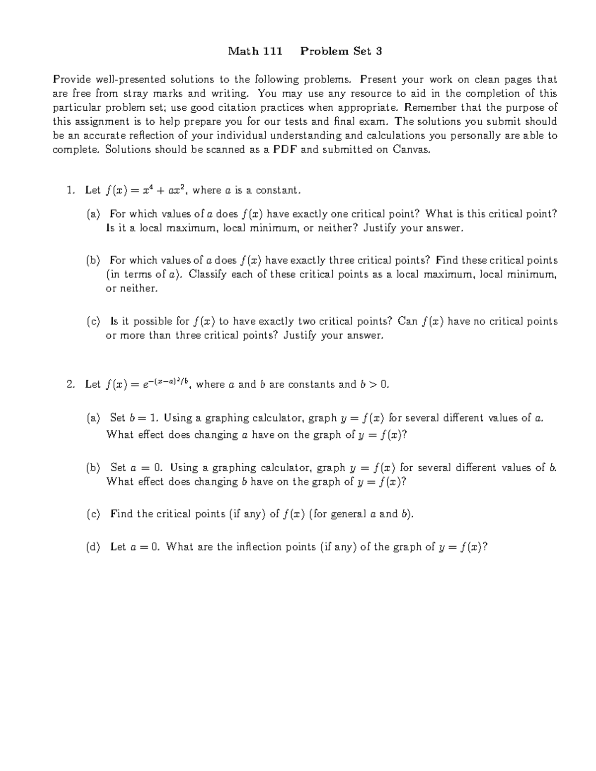 Math111 PS3 - Practice Qs+Solutions - Math 111 Problem Set 3 Provide ...