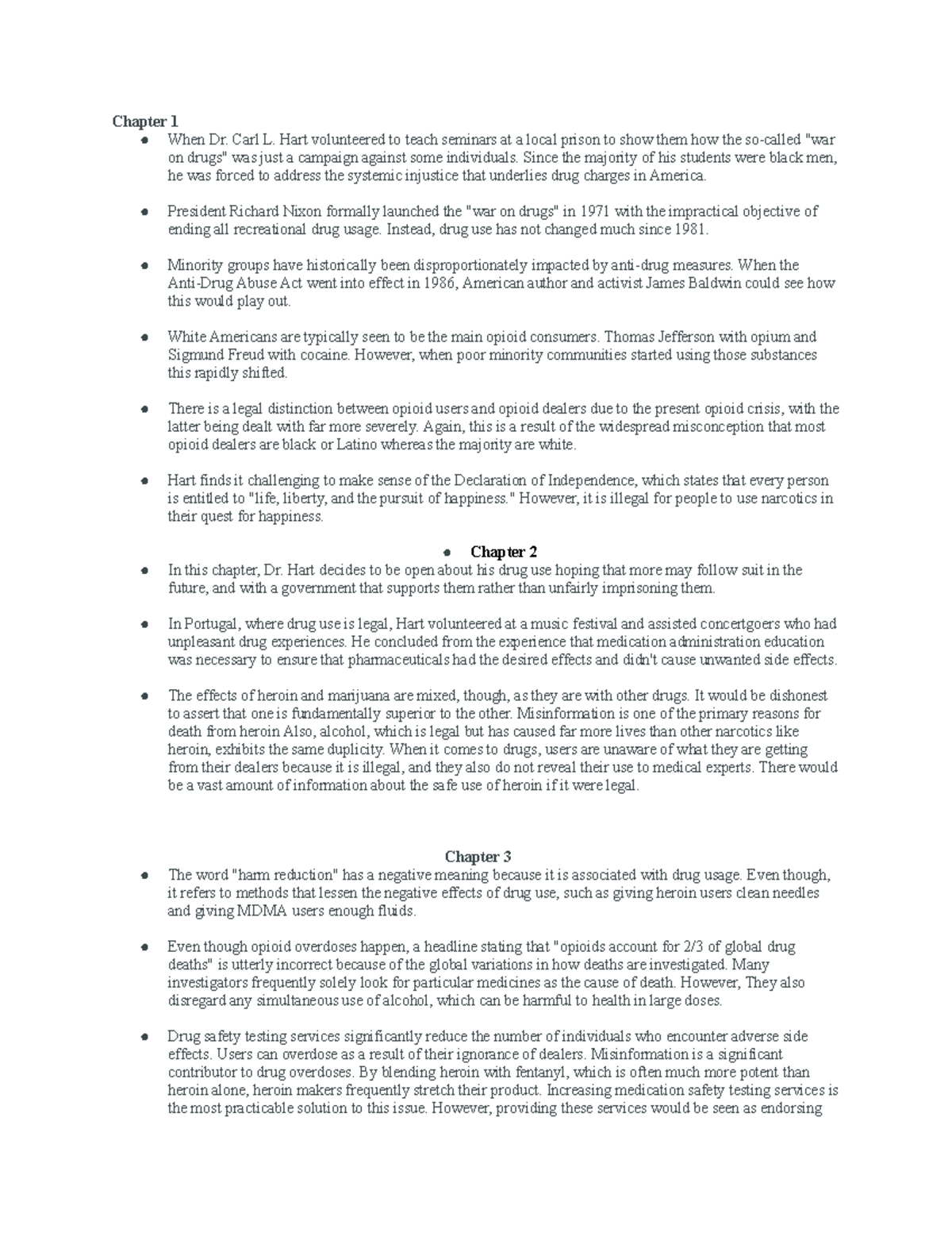 Chapter Notes - Google Docs - Chapter 1 When Dr. Carl L. Hart ...