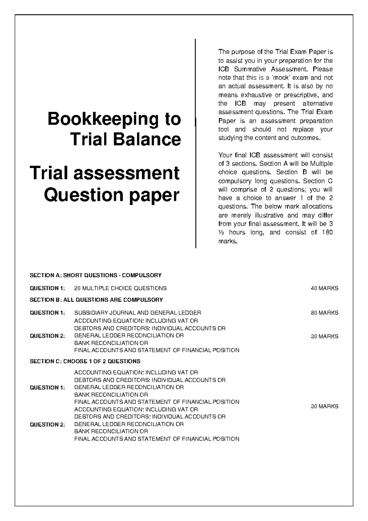 Trial bktb questions - Bktb question paper - SECTION A: SHORT QUESTIONS ...