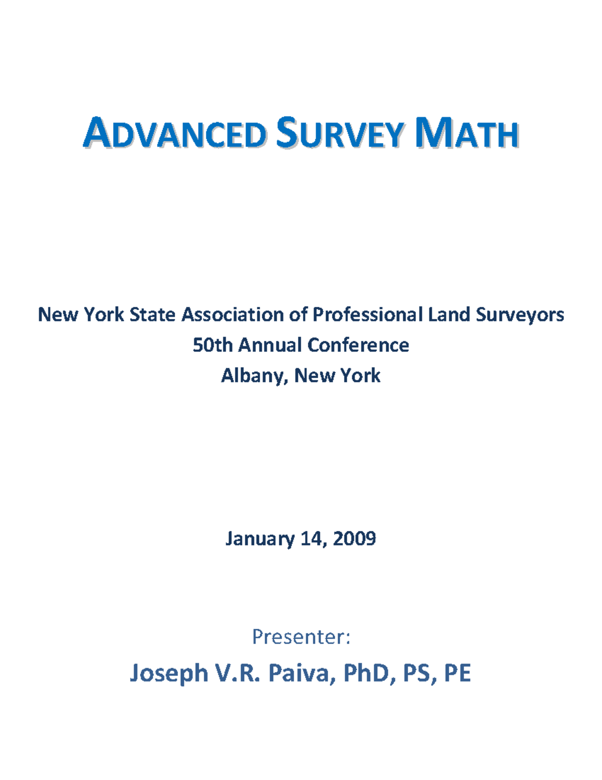 Advanced Survey Math 2009 - Diploma in civil engineering - Studocu