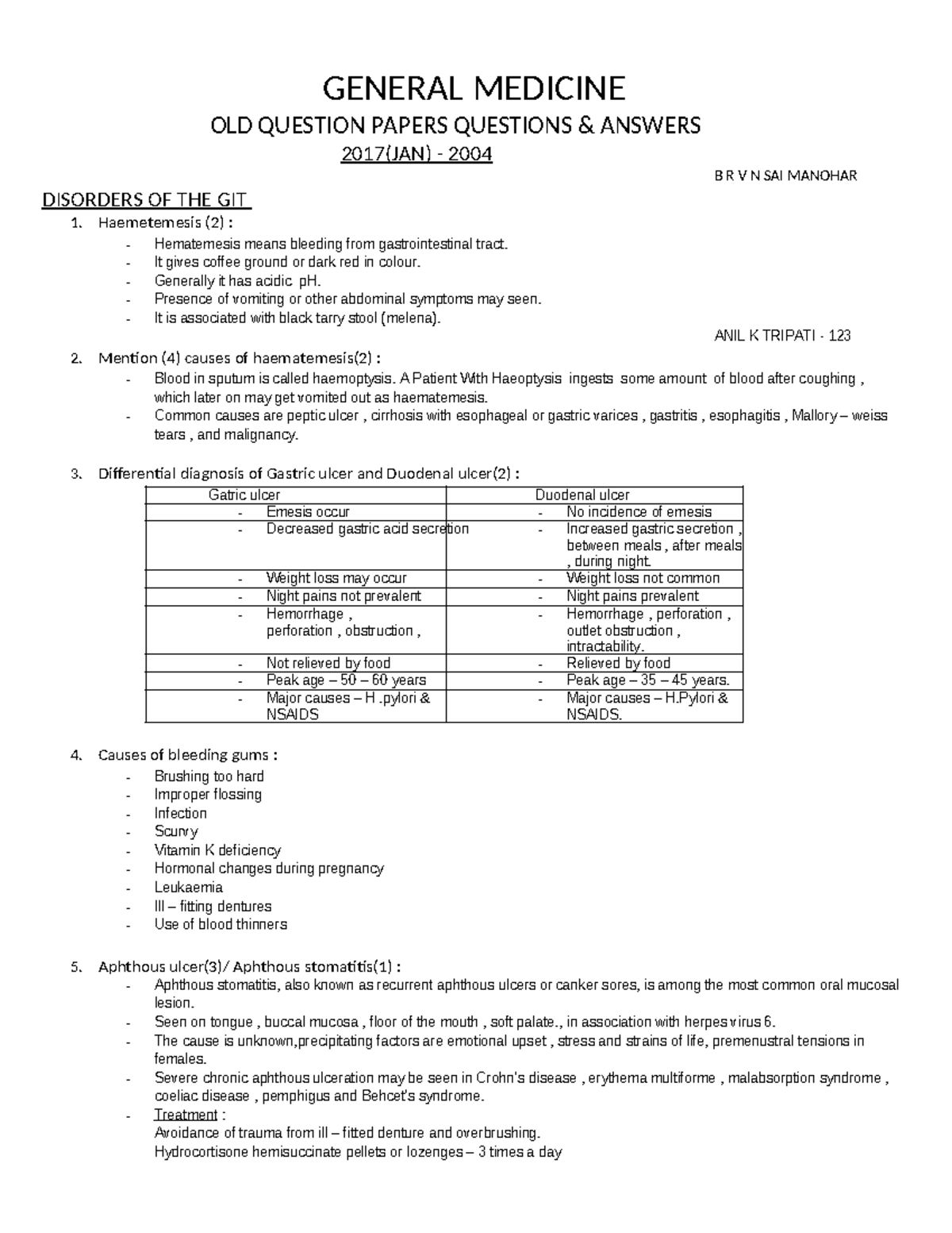 General Medicine-Answers of Previous Question Papers - GENERAL MEDICINE ...