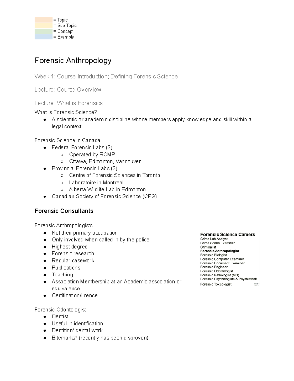 Forensics Notes - Ooooooo = Topic Ooooooo = Sub-Topic Ooooooo = Concept ...