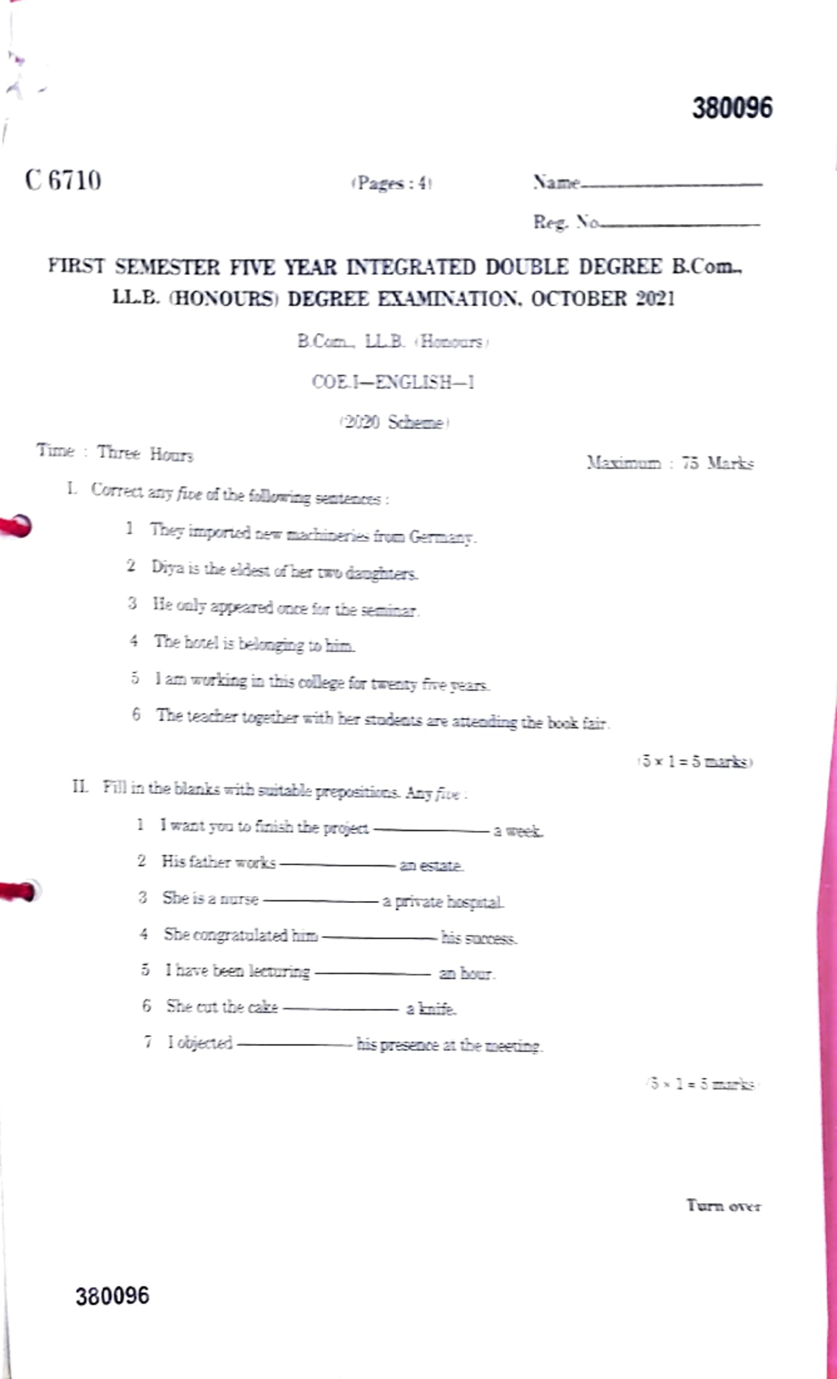 English BBA LLB - B.B.A.,LL.B. (Honours) - Studocu