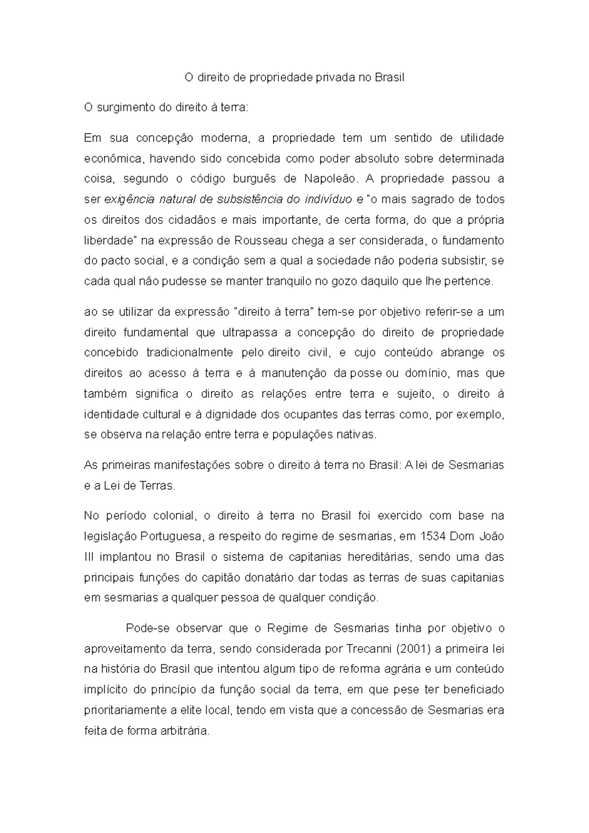 O direito de propriedade privada no Brasil I - O direito de propriedade ...