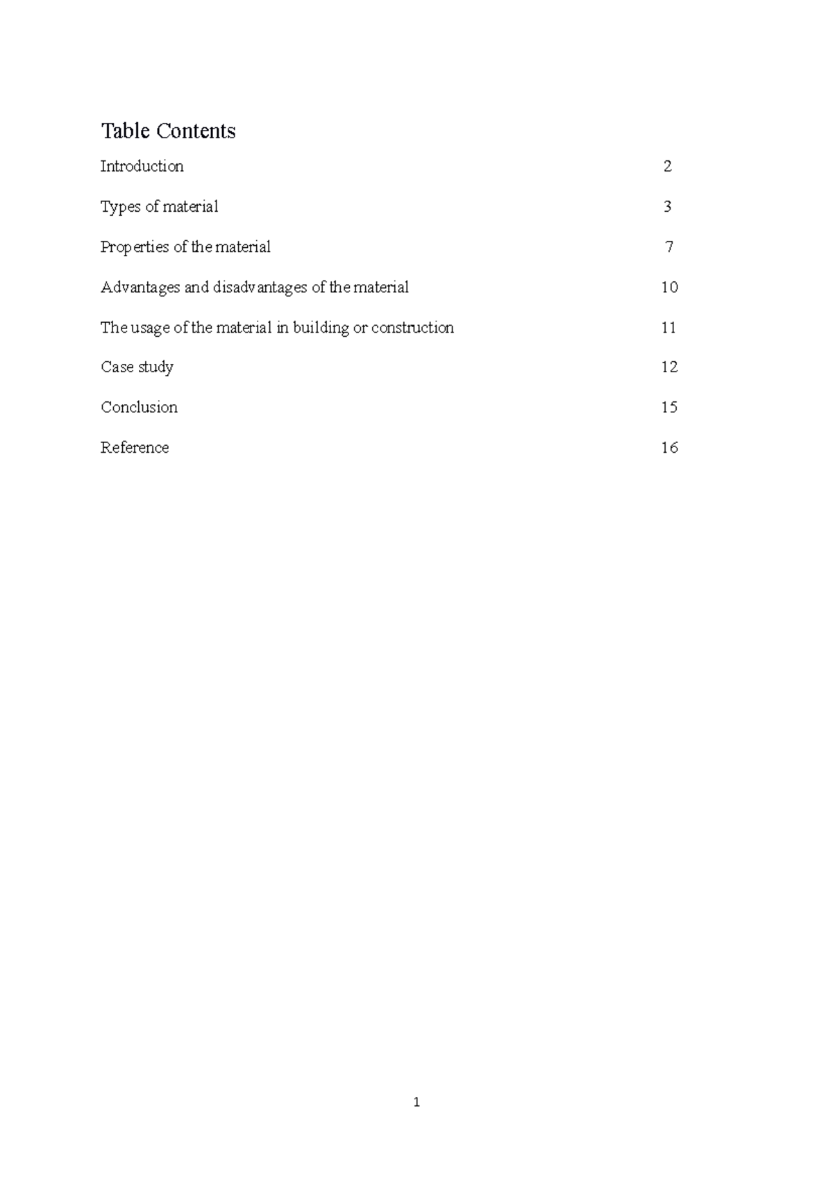 Building Material - Table Contents Introduction Types of material ...
