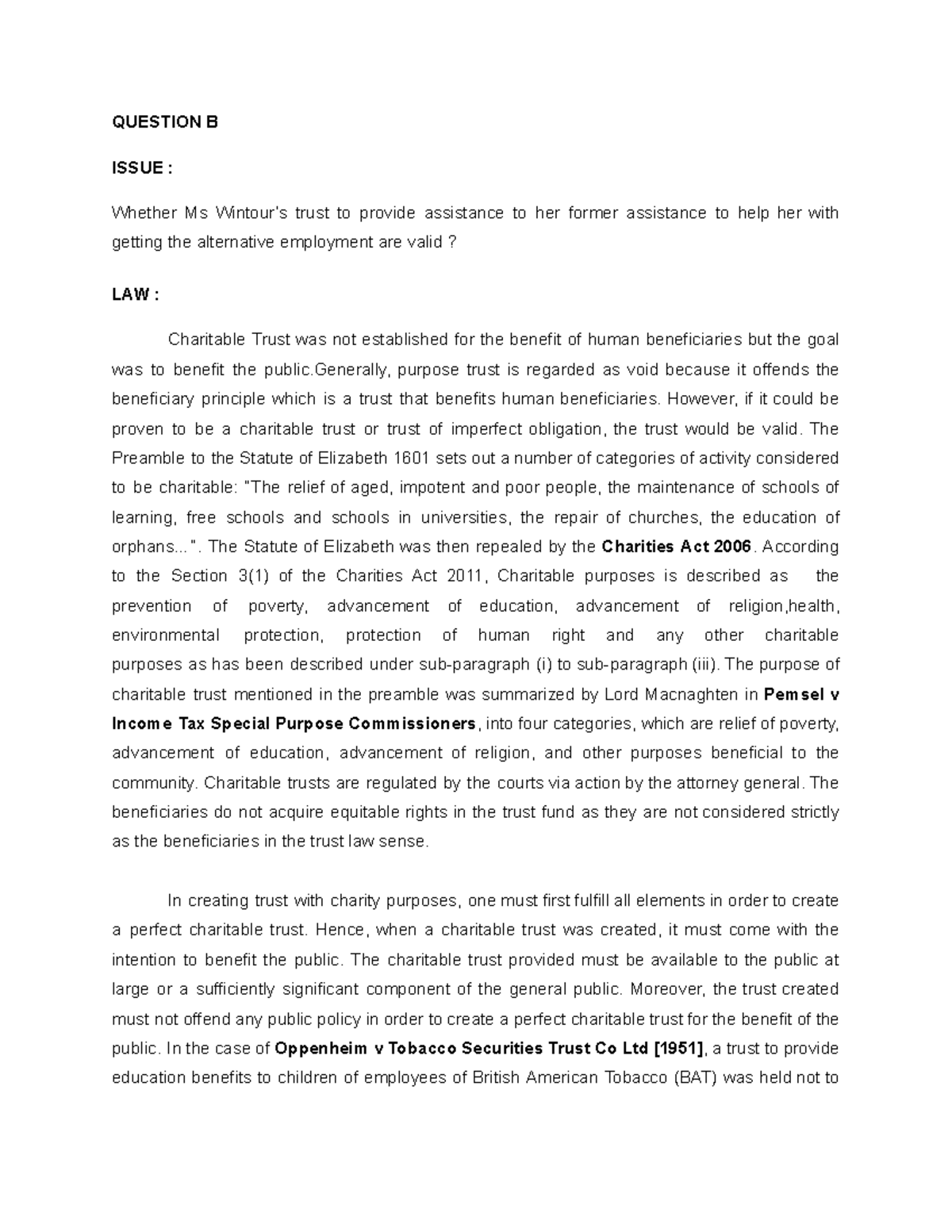 Equity - QUESTION B ISSUE : Whether Ms Wintour’s trust to provide ...