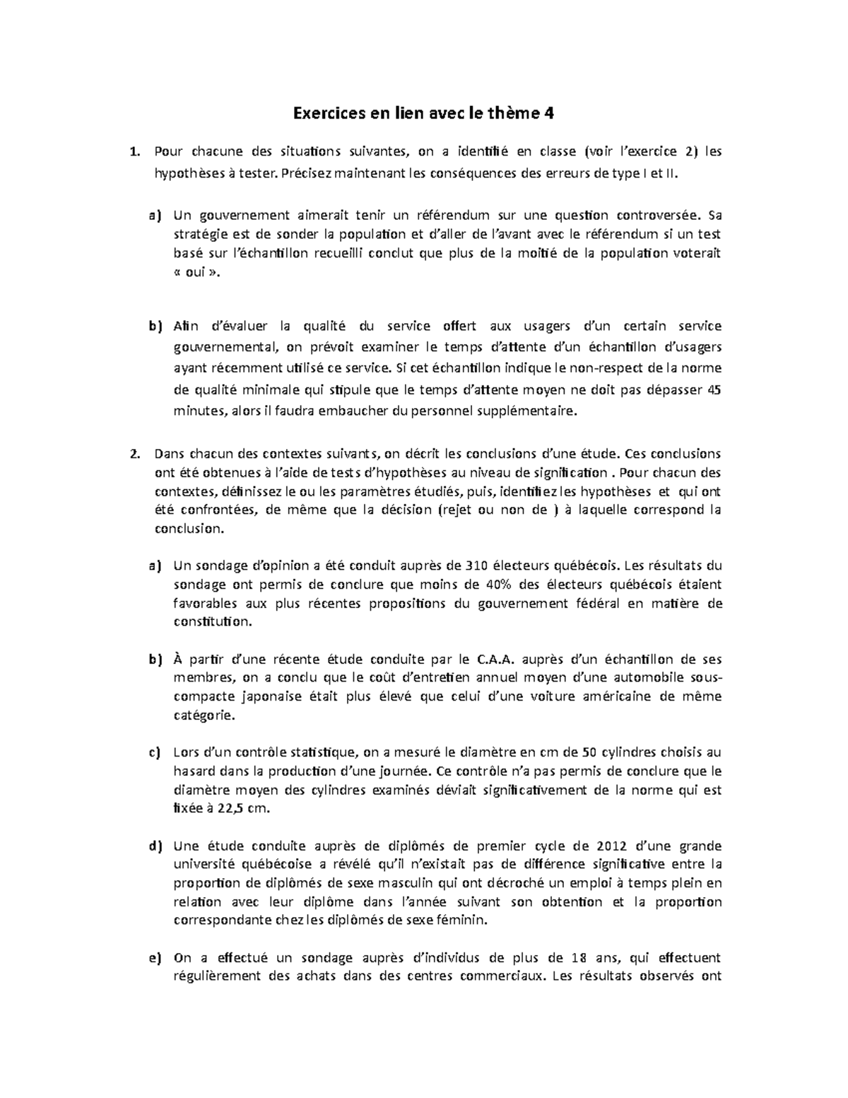 Exercices thème 4 pour mieux comprendre - Exercices en lien avec le ...