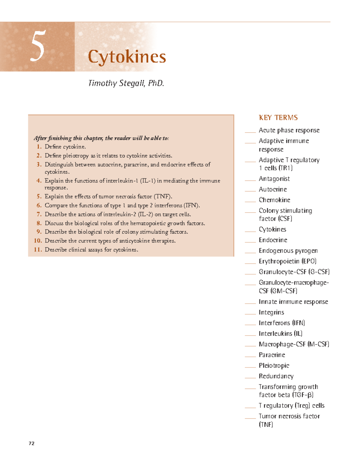 Cytokines Book (Stevens) - 5 Cytokines Timothy Stegall, PhD. LEARNING ...
