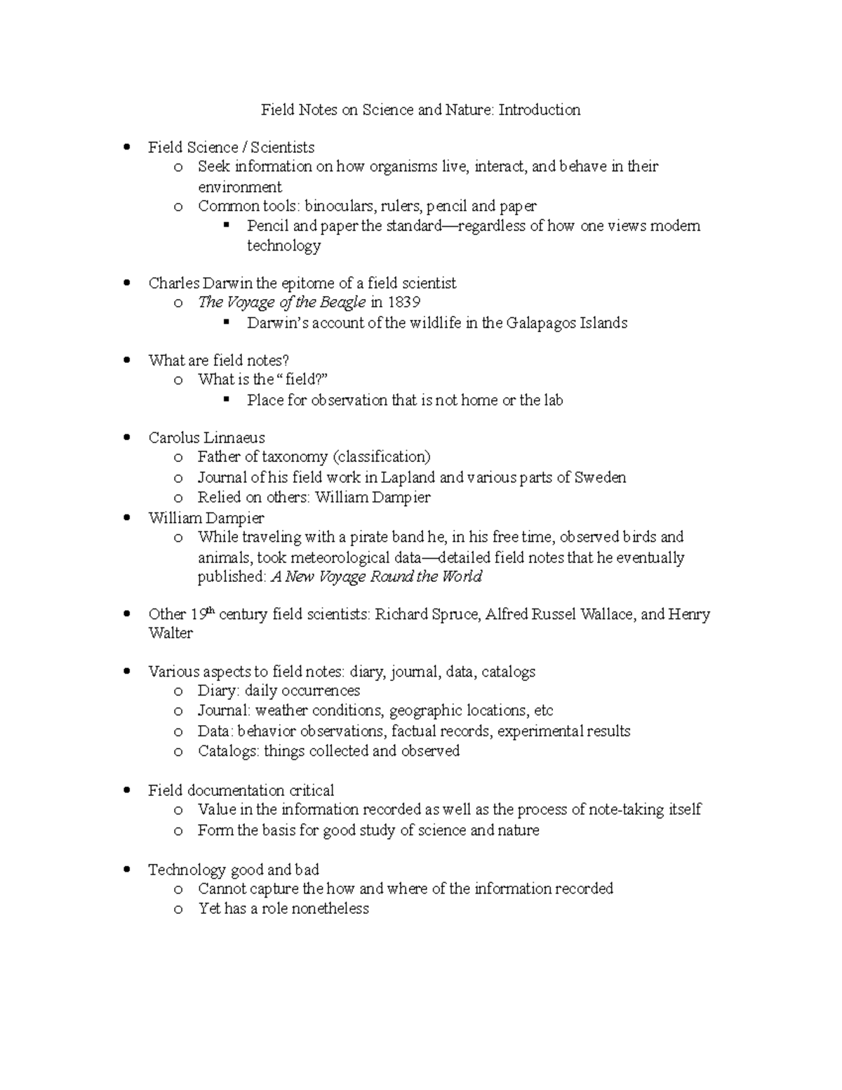 Field Notes on Science and Nature - Introduction - Studocu