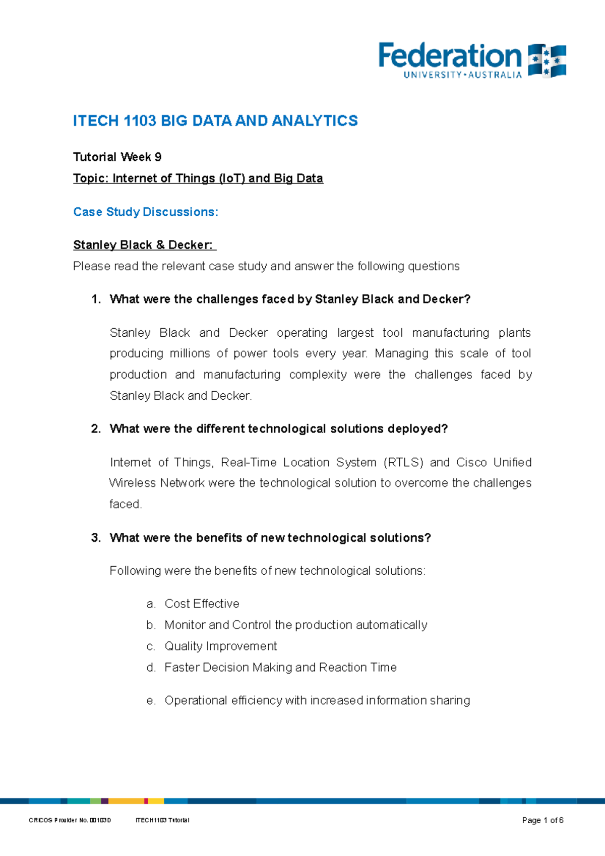 Itech1103 Tutorial 09 Itech 1103 Big Data And Analytics Tutorial Week 9 Topic Internet Of