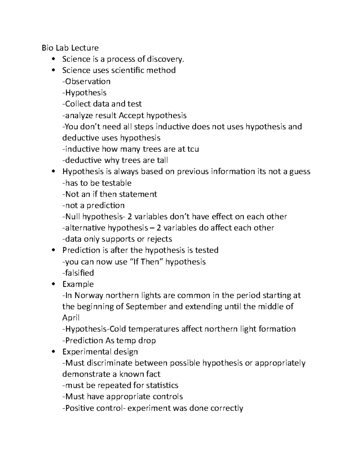 Bio Lab Lecture - Bio Lab Lecture Science is a process of discovery ...