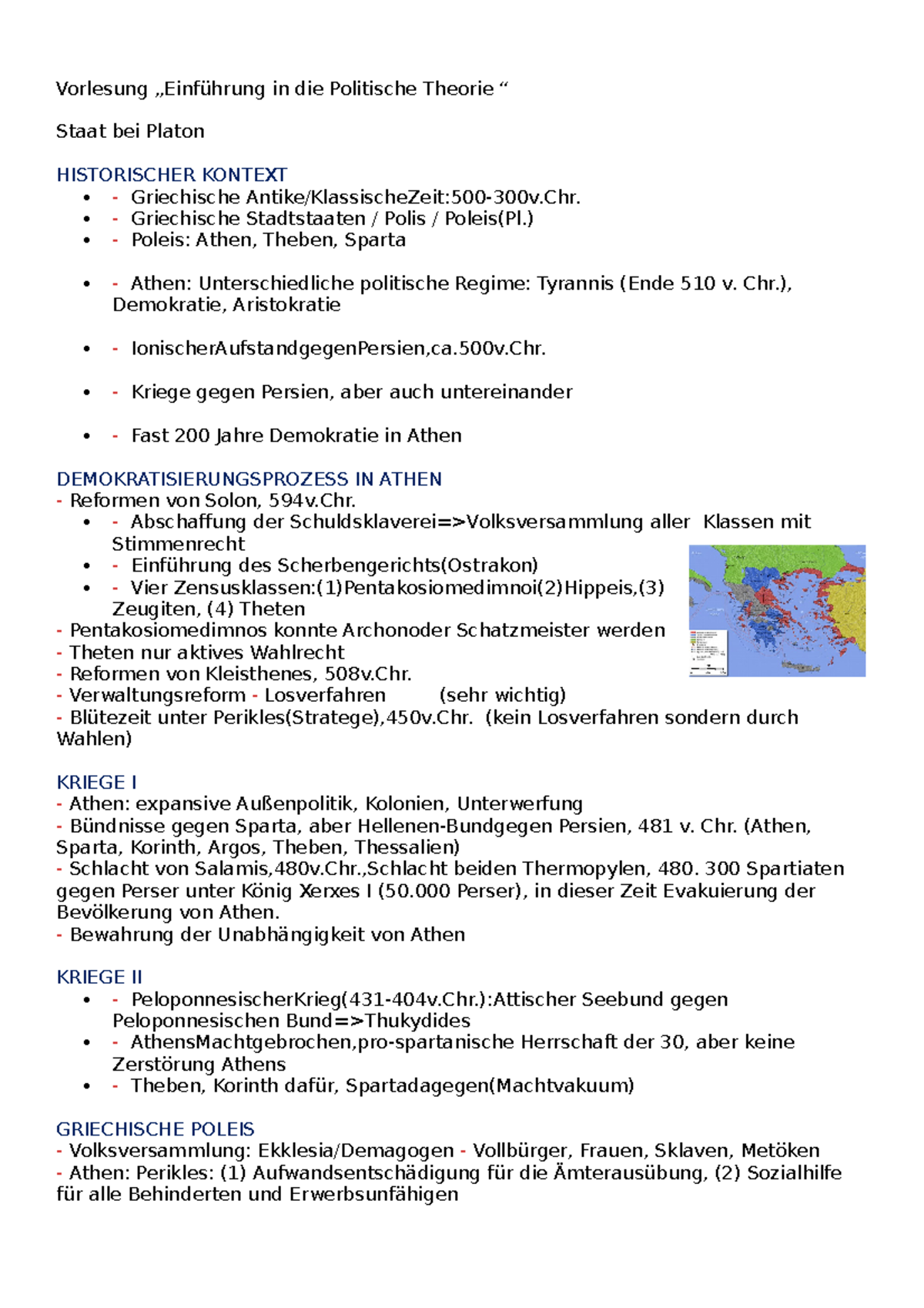 Platon - Vorlesung „Einführung in die Politische Theorie “ Staat bei ...