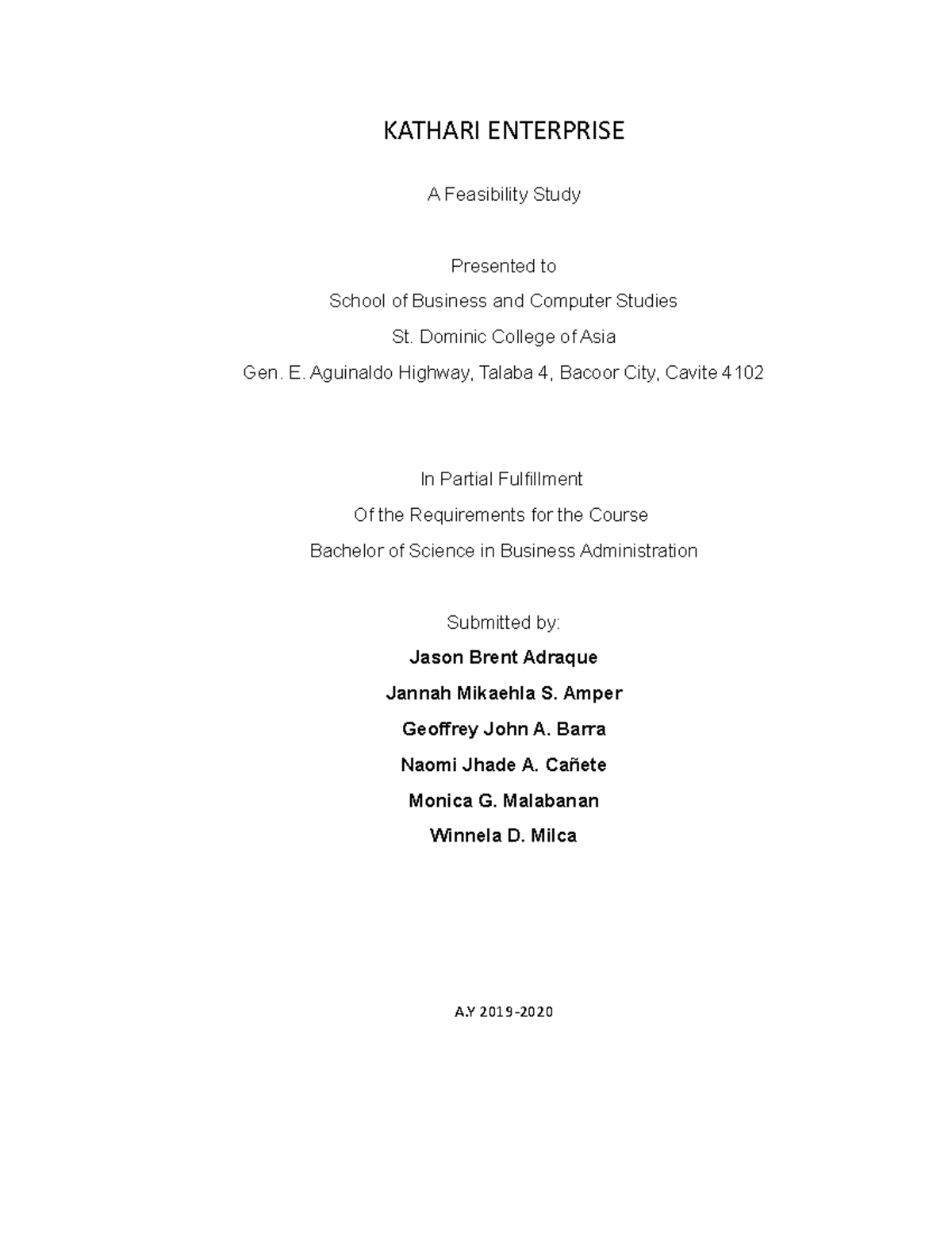 Feasibility - Kathari- Enterprise- Final- Chapters-1-8-June-21-2020 ...