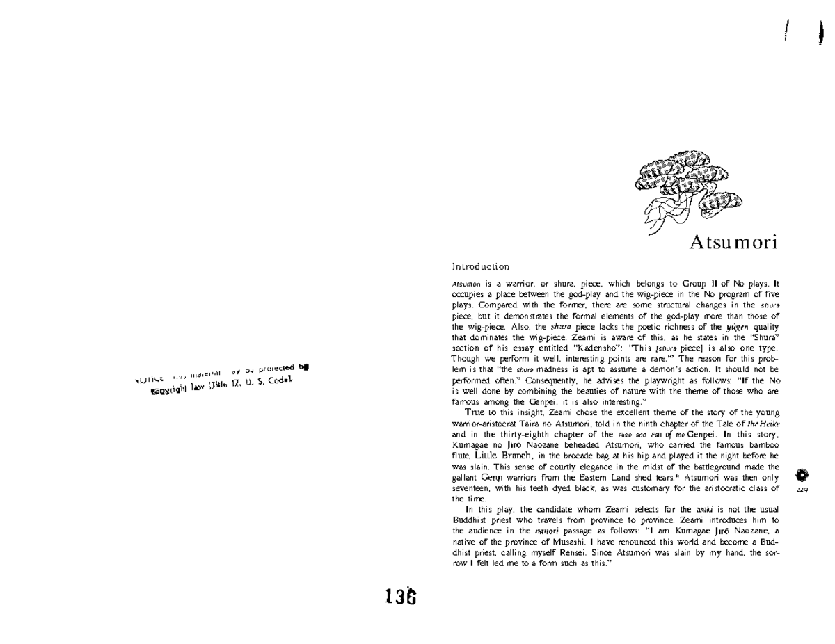 Atsumori Noh Play - detailed textual notes - / Atsu m ori Introduction ...