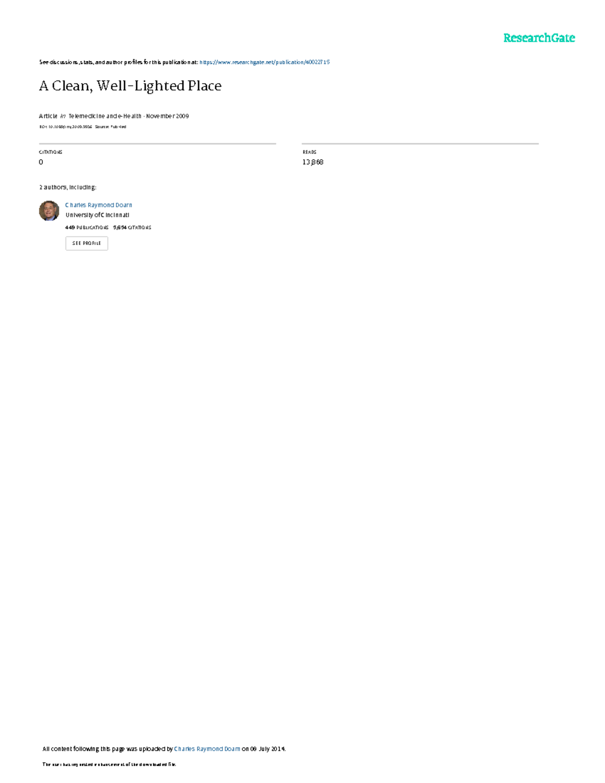 A Clean Well-Lighted Place - See discussions, stats, and author ...