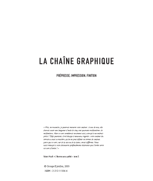 Organisation et mise en œuvre des processus de production graphique ...