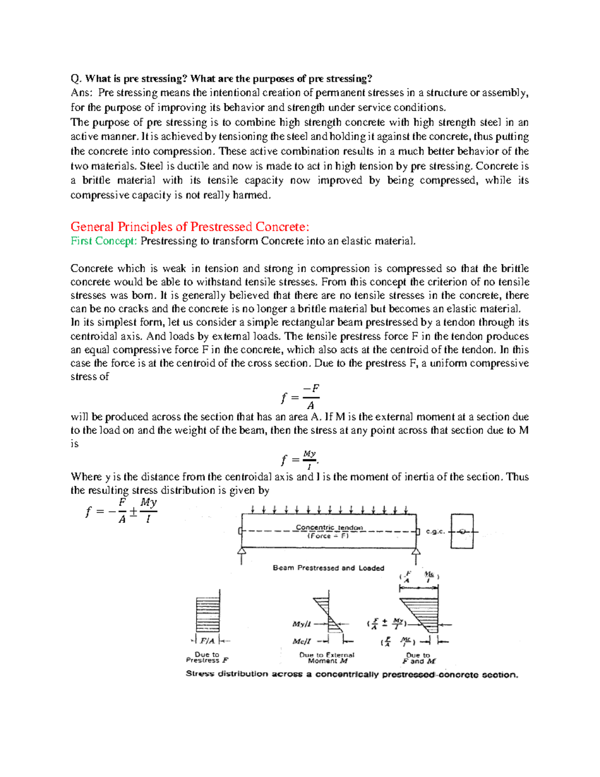Basic Concept of Prestressed Concrete - Q. What is pre stressing? What ...
