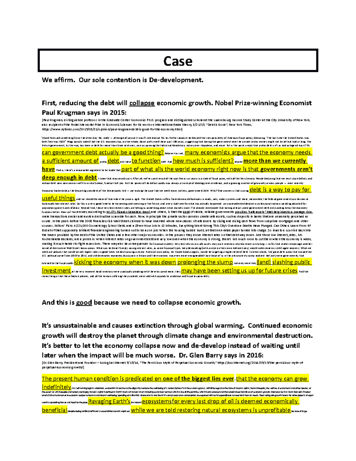 Aff - De Dev - debate - Case We affirm. Our sole contention is De ...