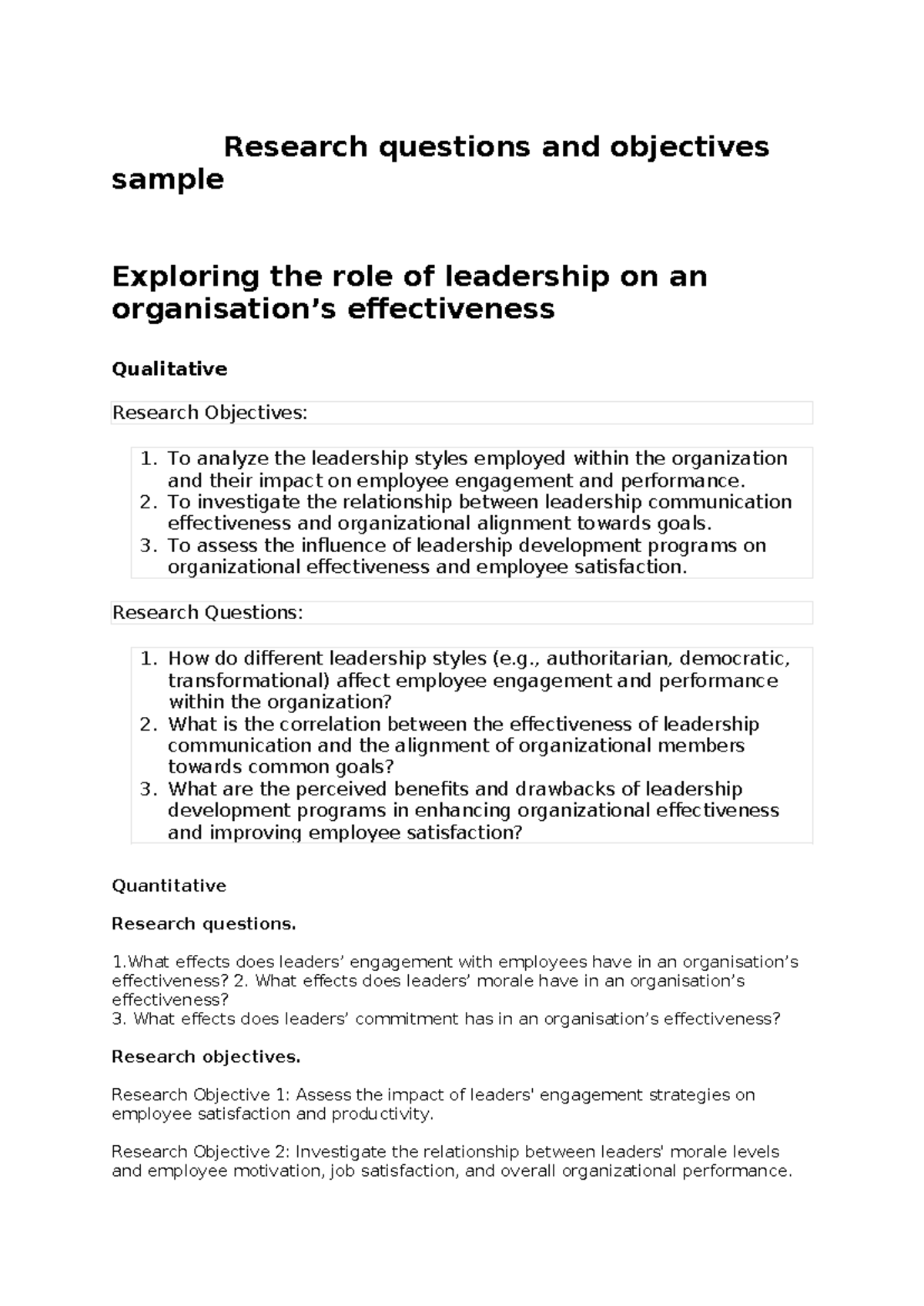 Research questions and objectives - Research questions and objectives ...