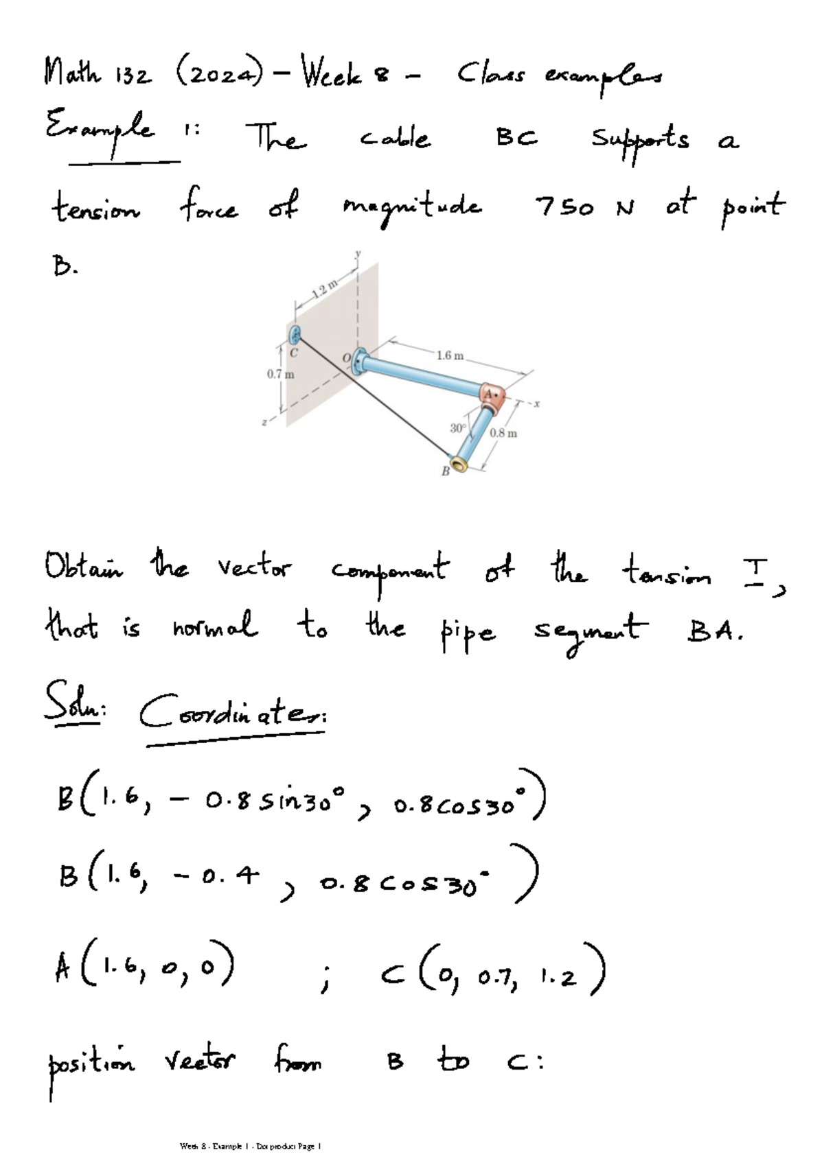 6. Week 8 - Example 1 - Dot product - MATH142 - Studocu