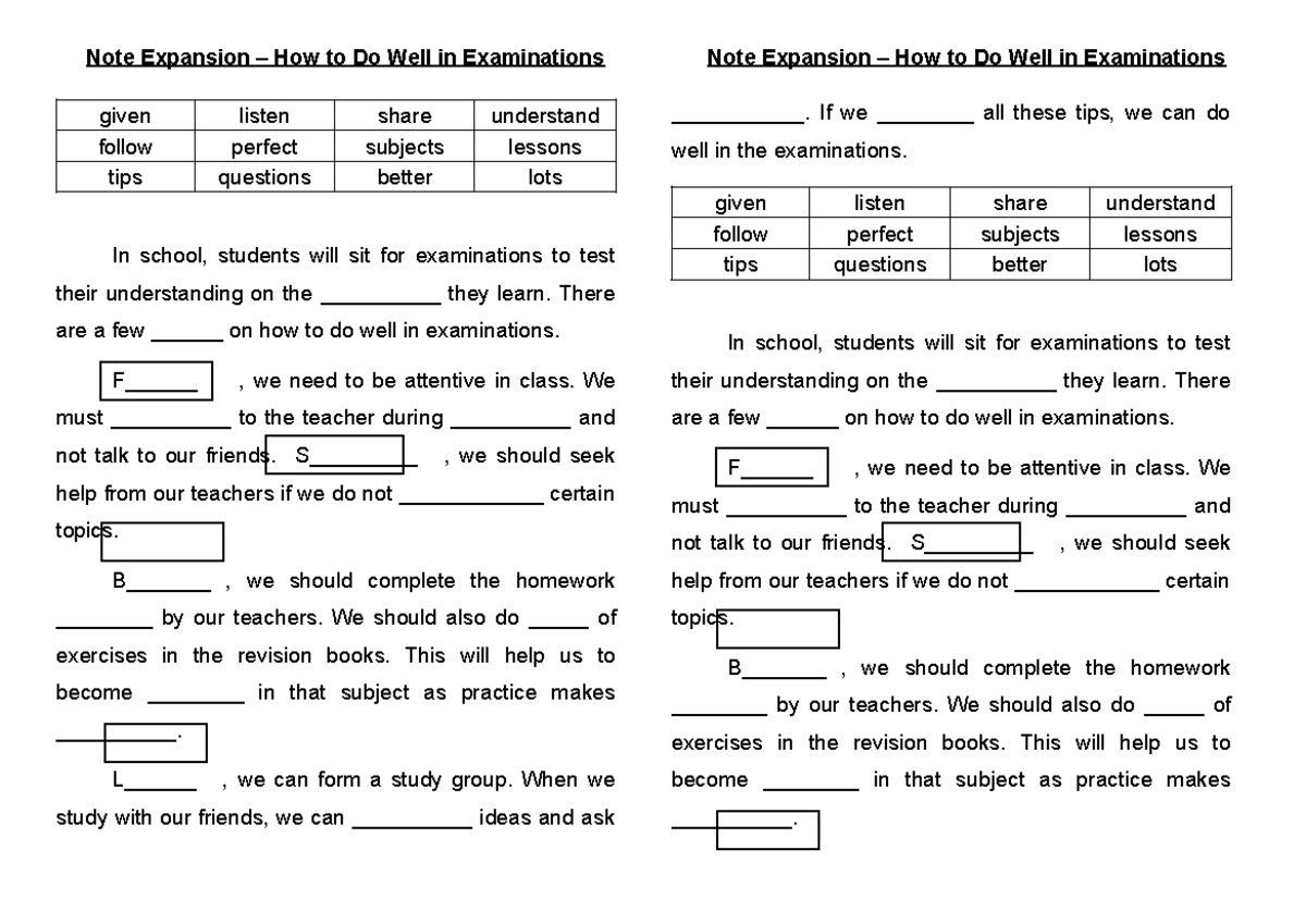 How To Do Well in Examinations - There are a few ______ on how to do ...