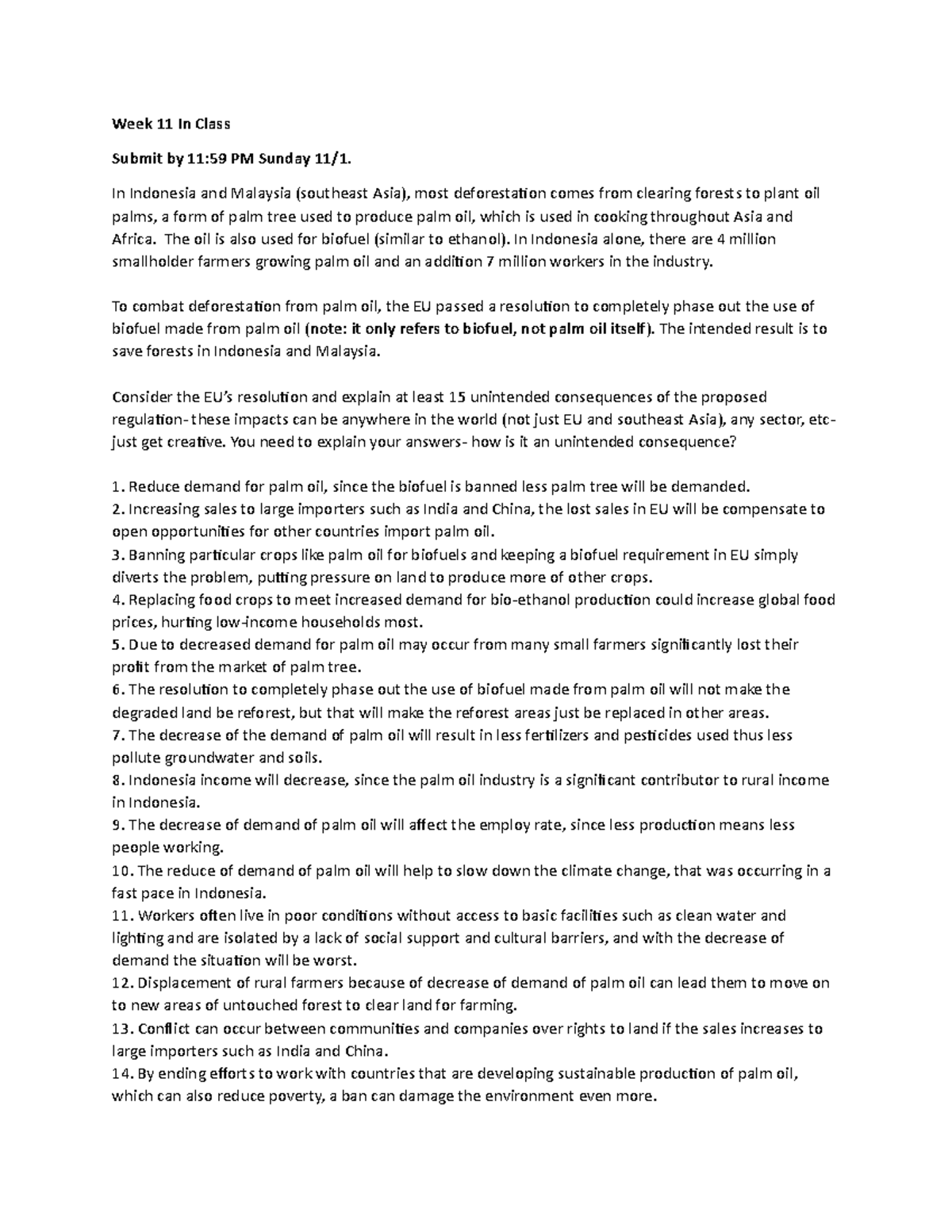 Assignment 11 Unintended Consequences - Week 11 In Class Submit by 11: ...