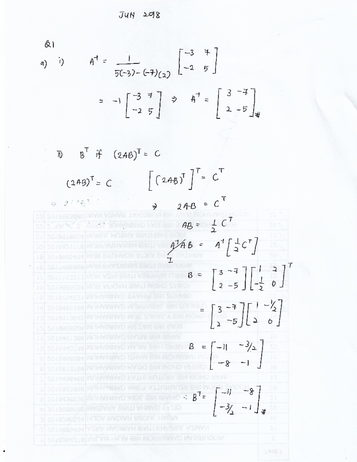 18 JUN - PAST YEAR ANSWER 18 JUN Linear Algebra I - Linear algebra ii ...
