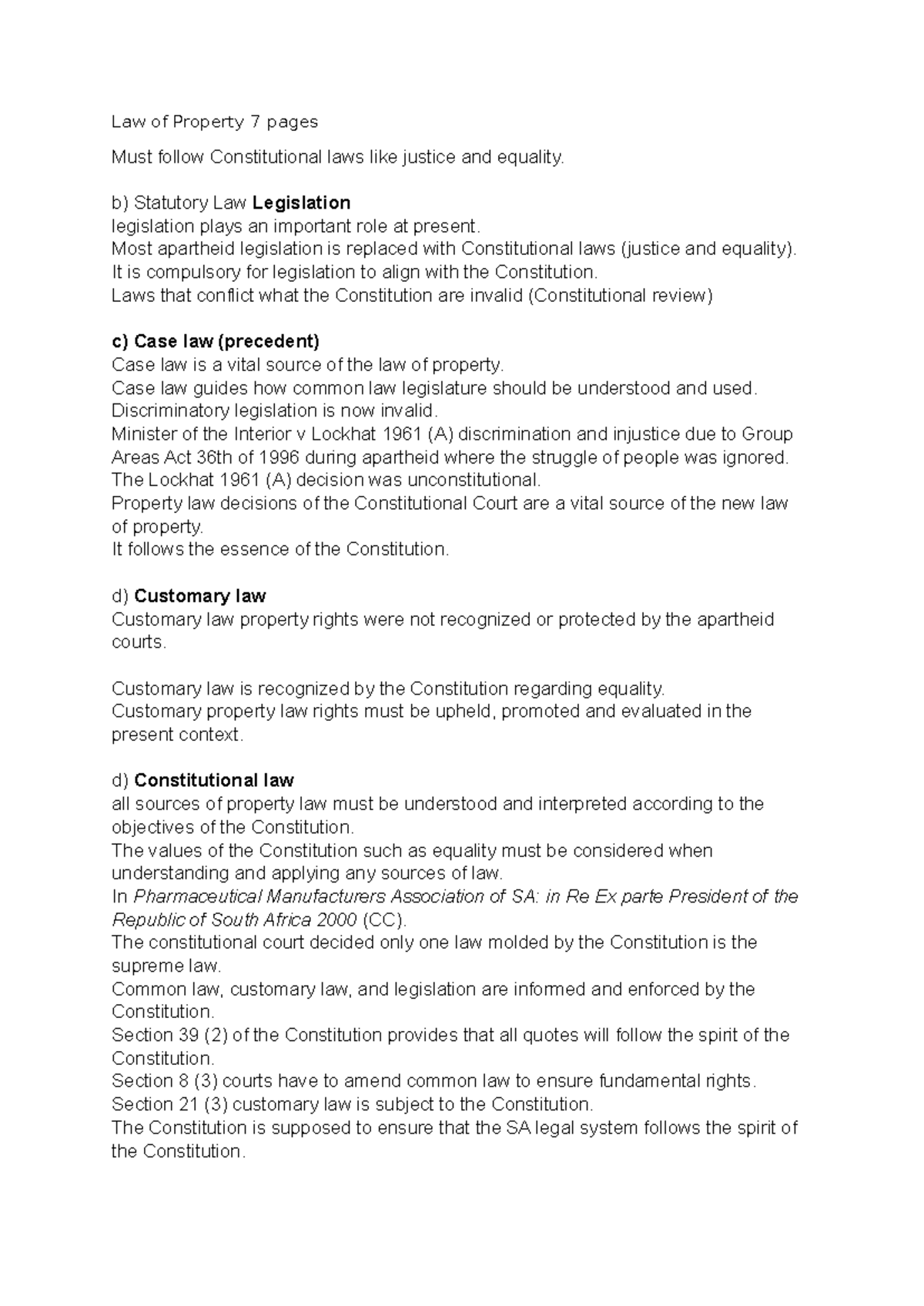 Law of Property pages 6-10 - Law of Property 7 pages Must follow ...