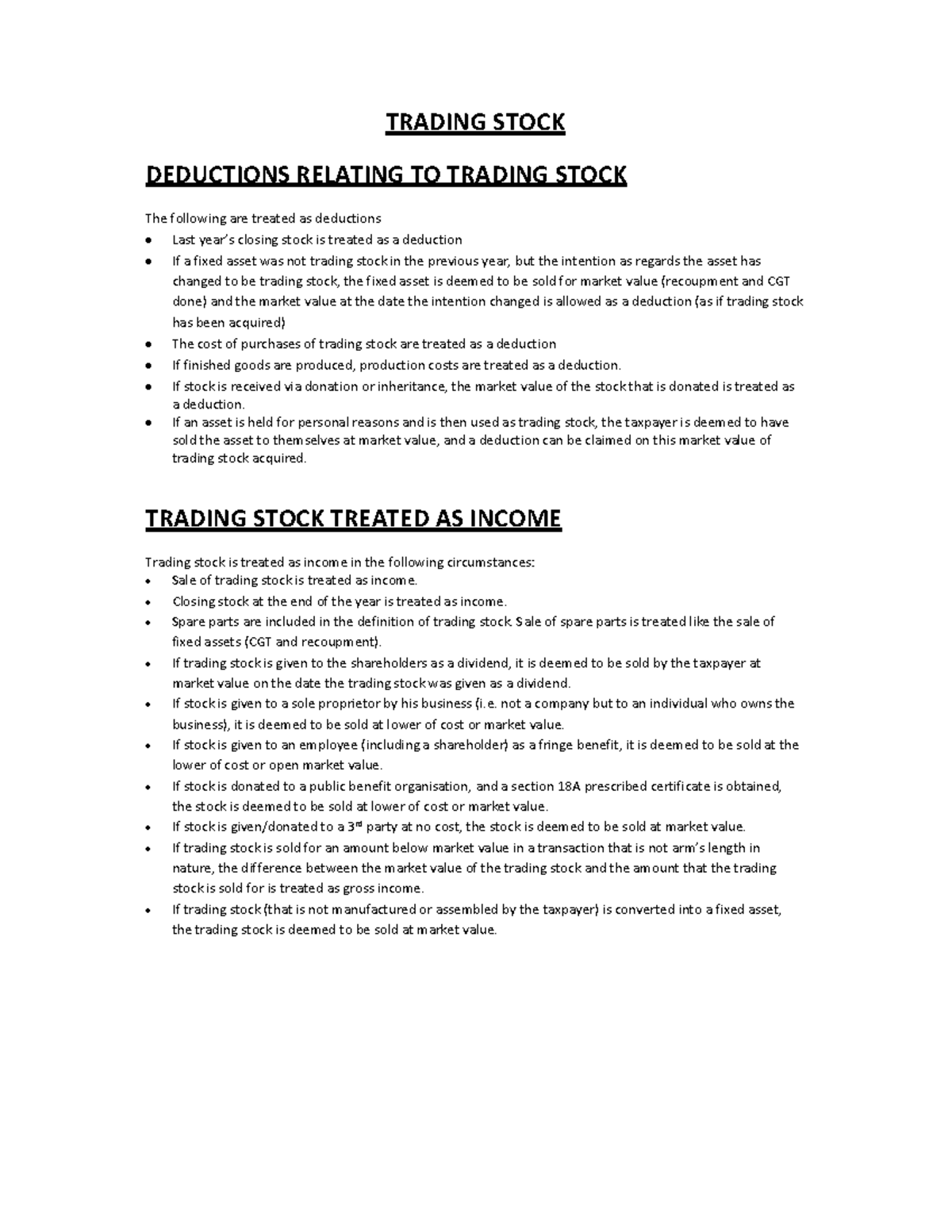 19 - Trading Stock - Notes on Trusts - TRADING STOCK DEDUCTIONS ...