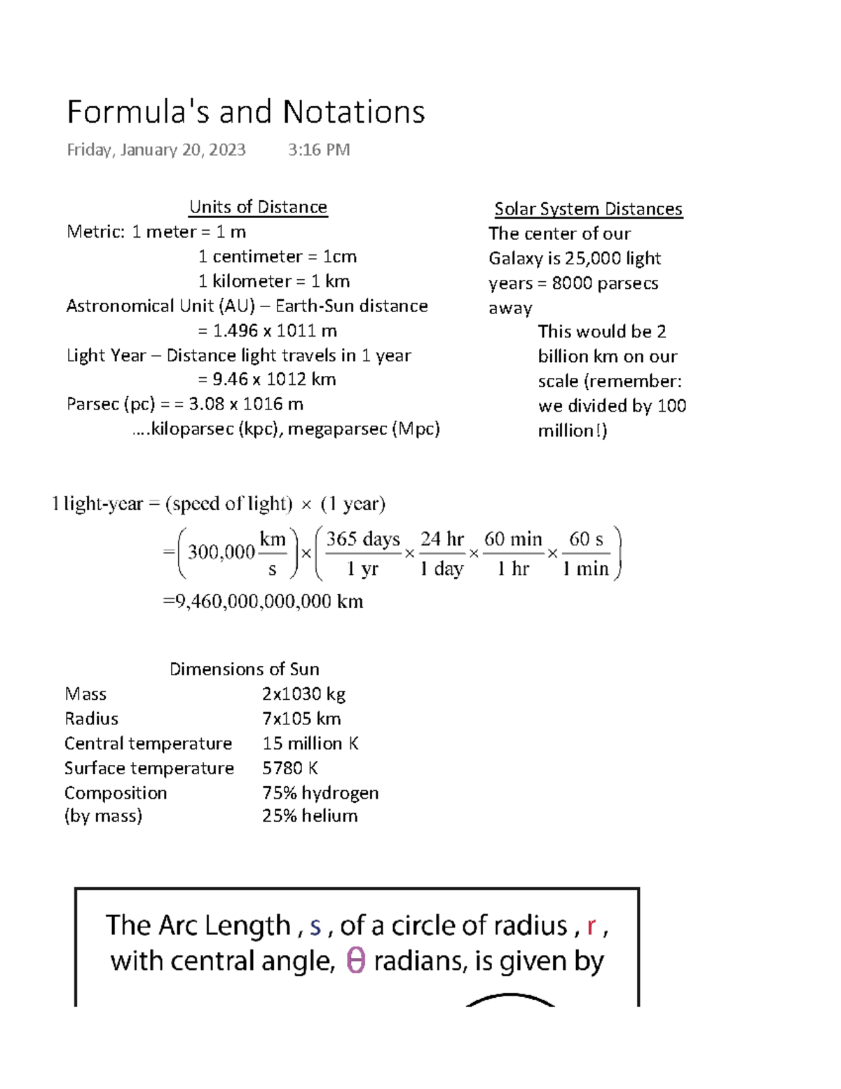 Formula's and Notations - Units of Distance Metric: 1 meter = 1 m 1 ...