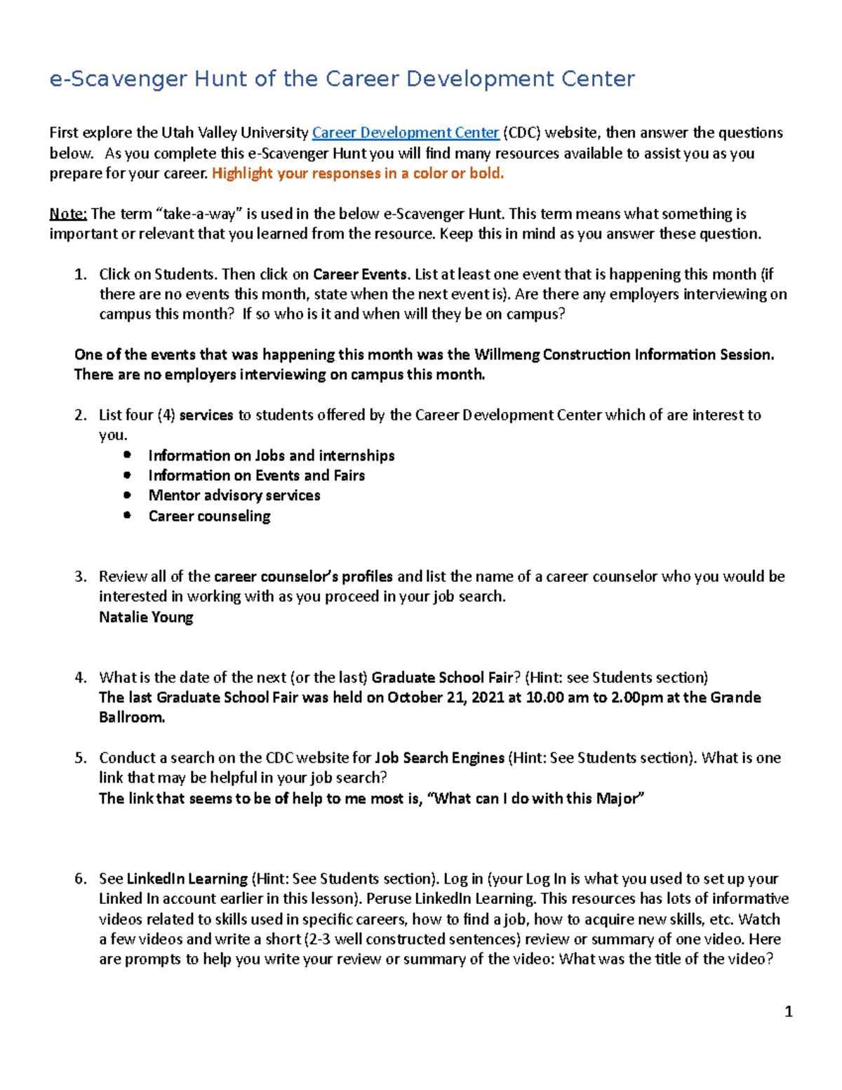 UVU.CDC.e-Scavenger Hunt - e-Scavenger Hunt of the Career Development ...