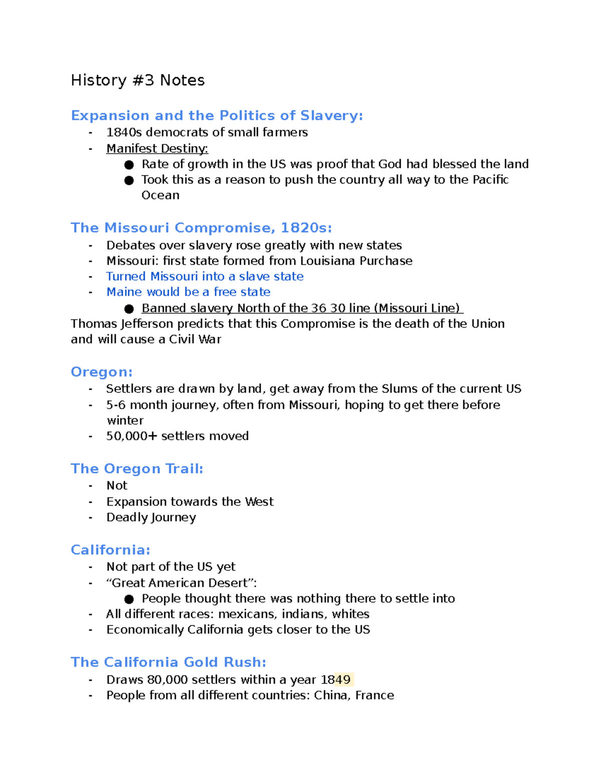 History #3 Notes - History #3 Notes Expansion and the Politics of ...