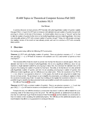 Topics In Theoretical Computer Science Lecture 21 - 18TopicsinTheoreticalComputerScienceFall2022 ...