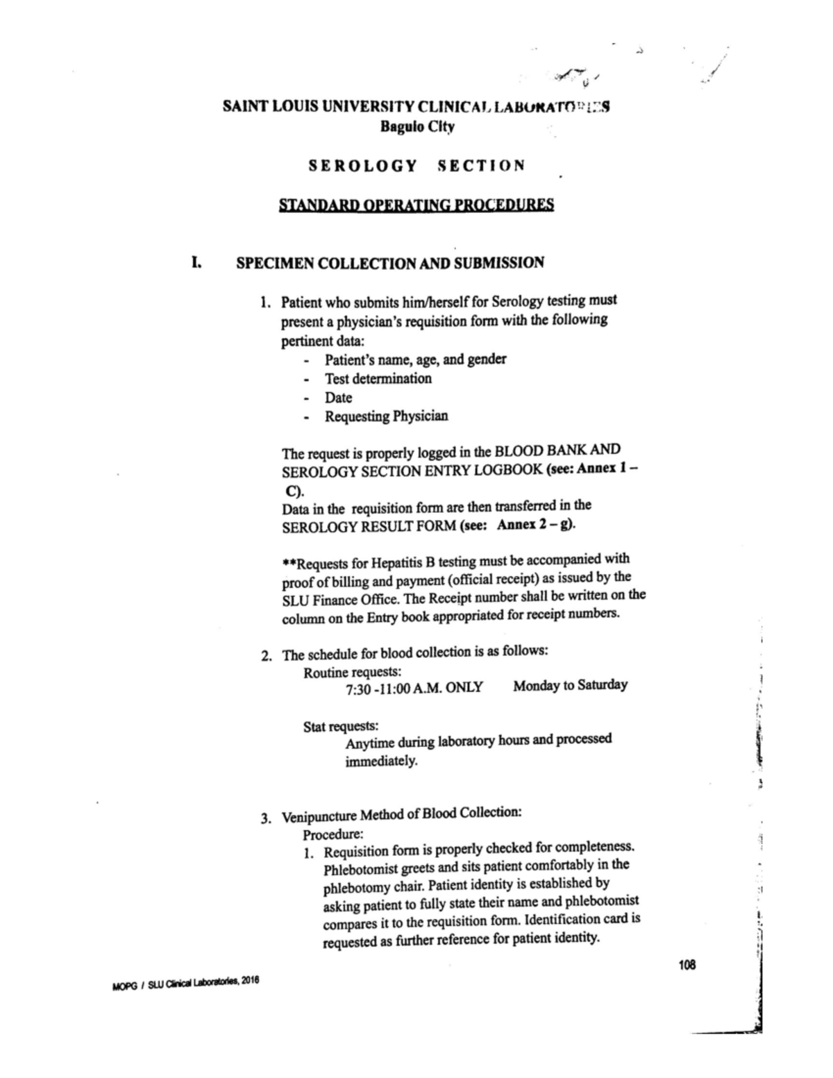 SOP - n/a - Medical Laboratory Science (MedTech) - Studocu