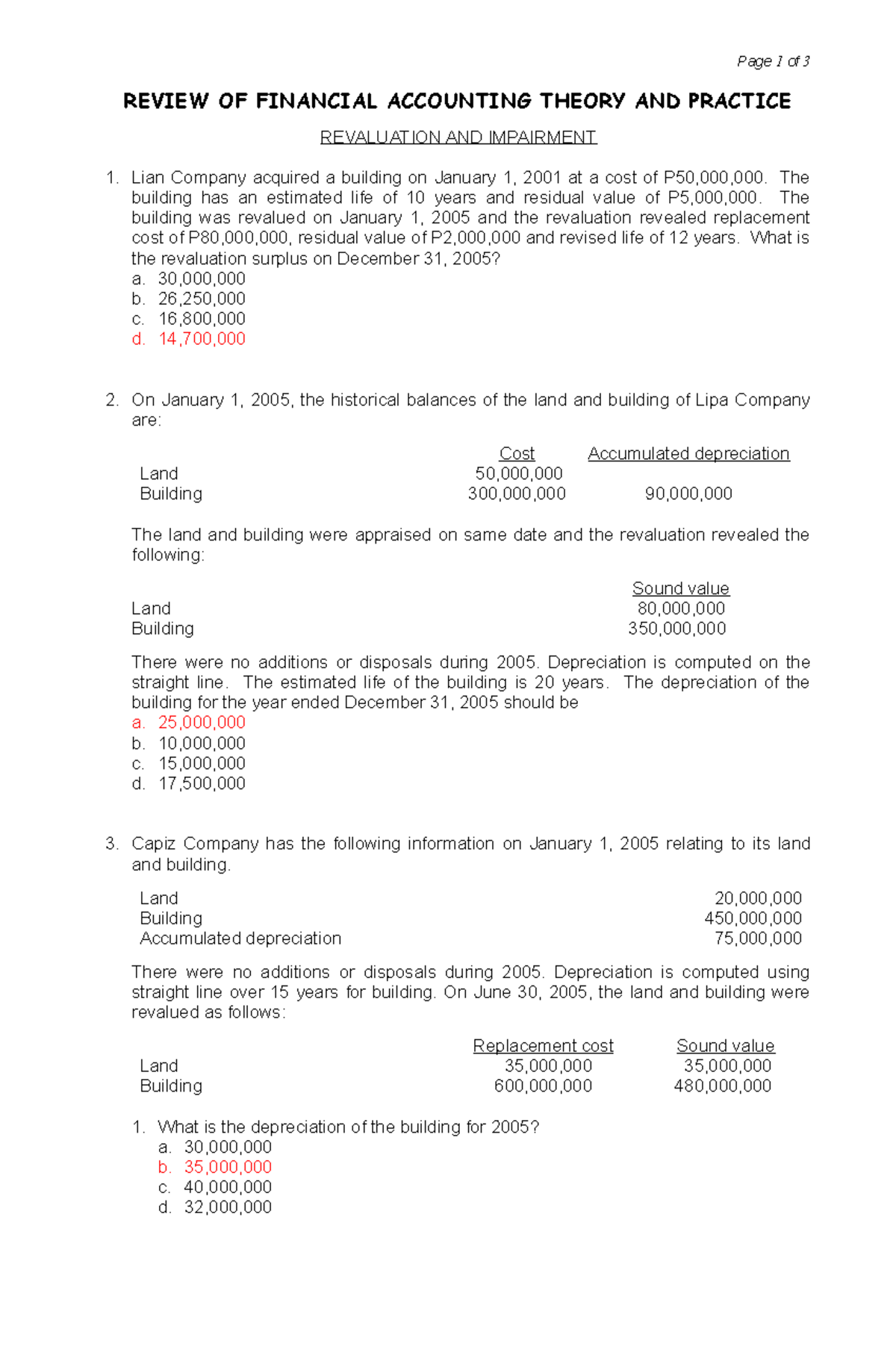 Exam 2019, questions and answers - Page 1 of 3 REVIEW OF FINANCIAL ...