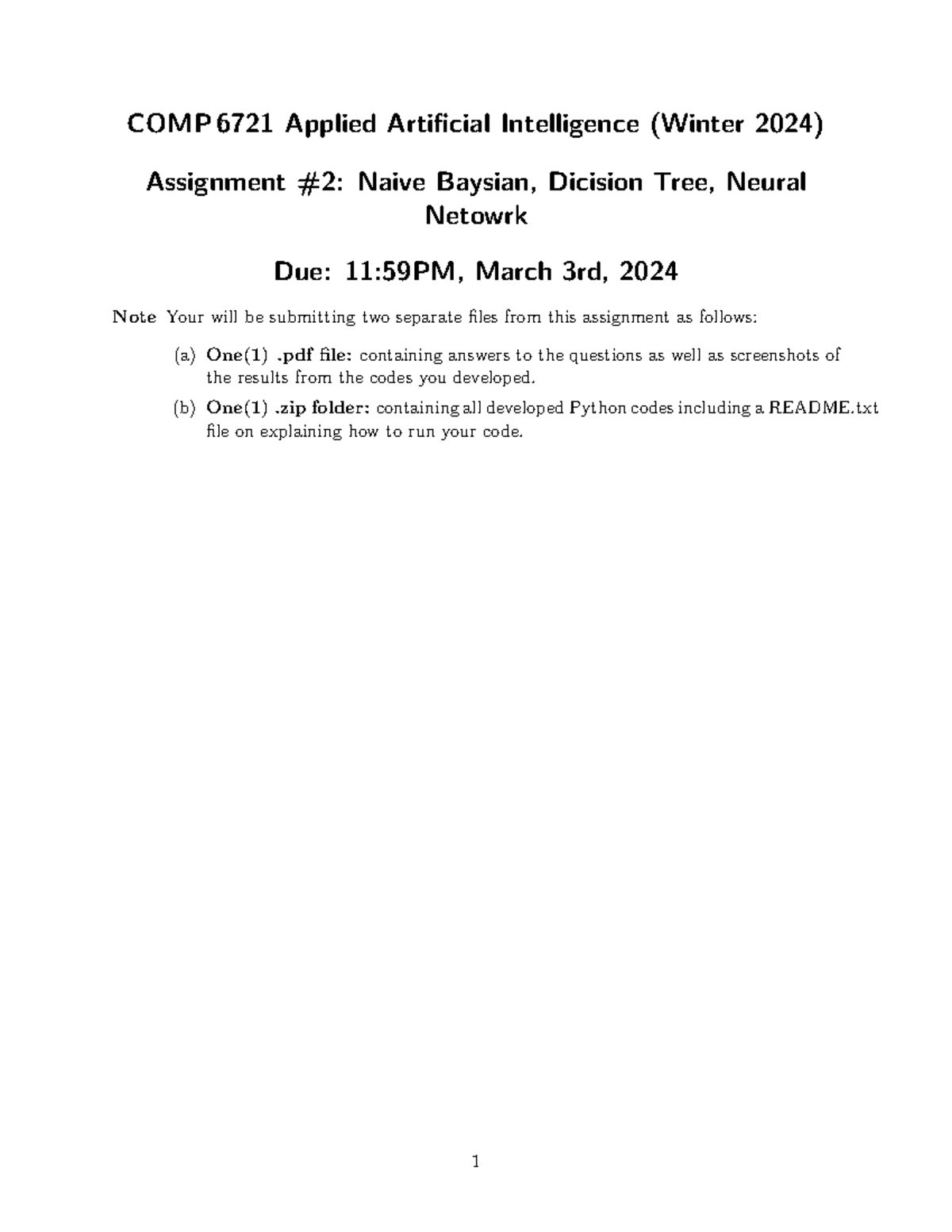 COMP6721 AI Assignment 2 Winter 2024 - COMP 6721 Applied Artificial Intelligence (Winter 2024 ...