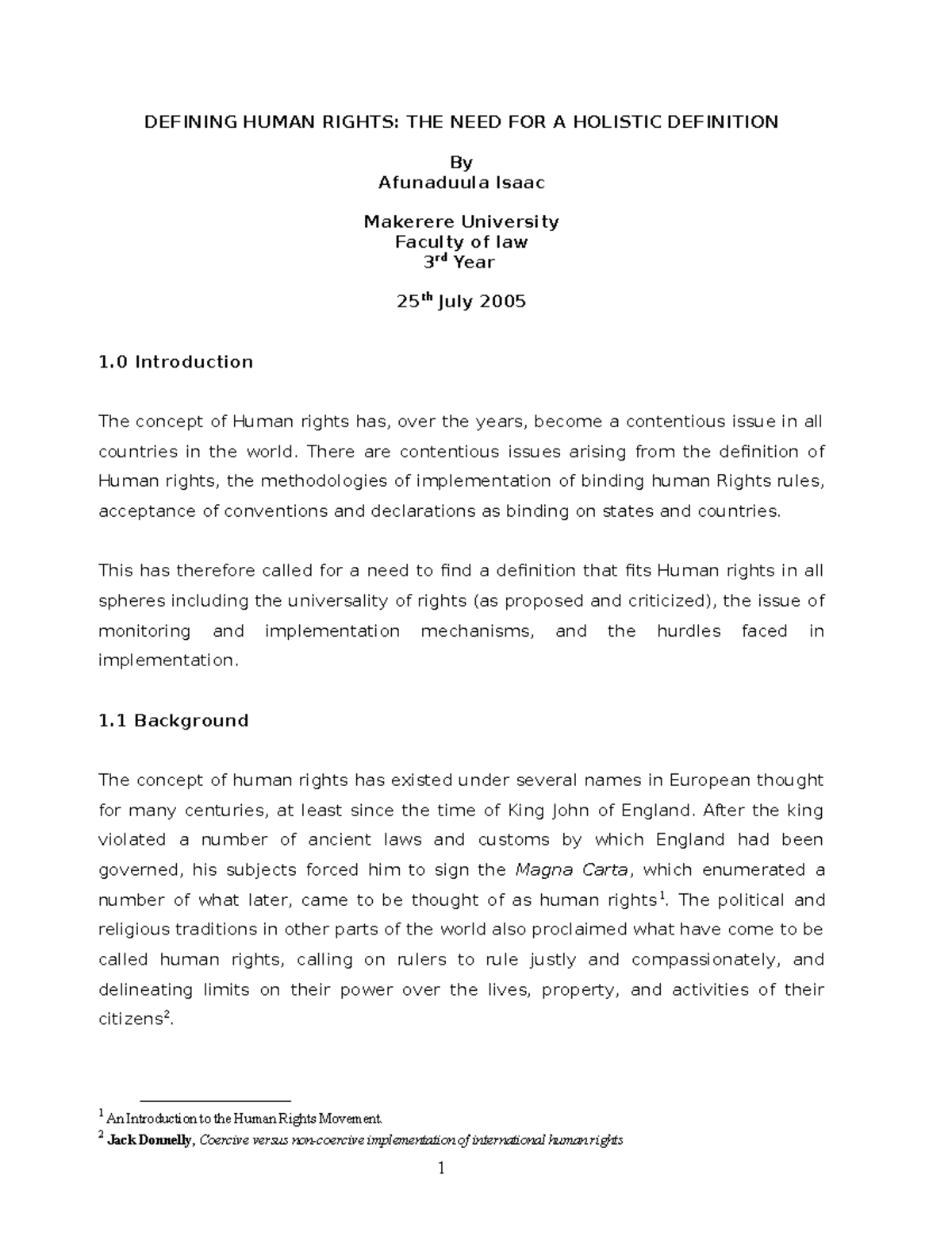 Defininghumanrights- Theneedforaholisticdefinition - DEFINING HUMAN ...