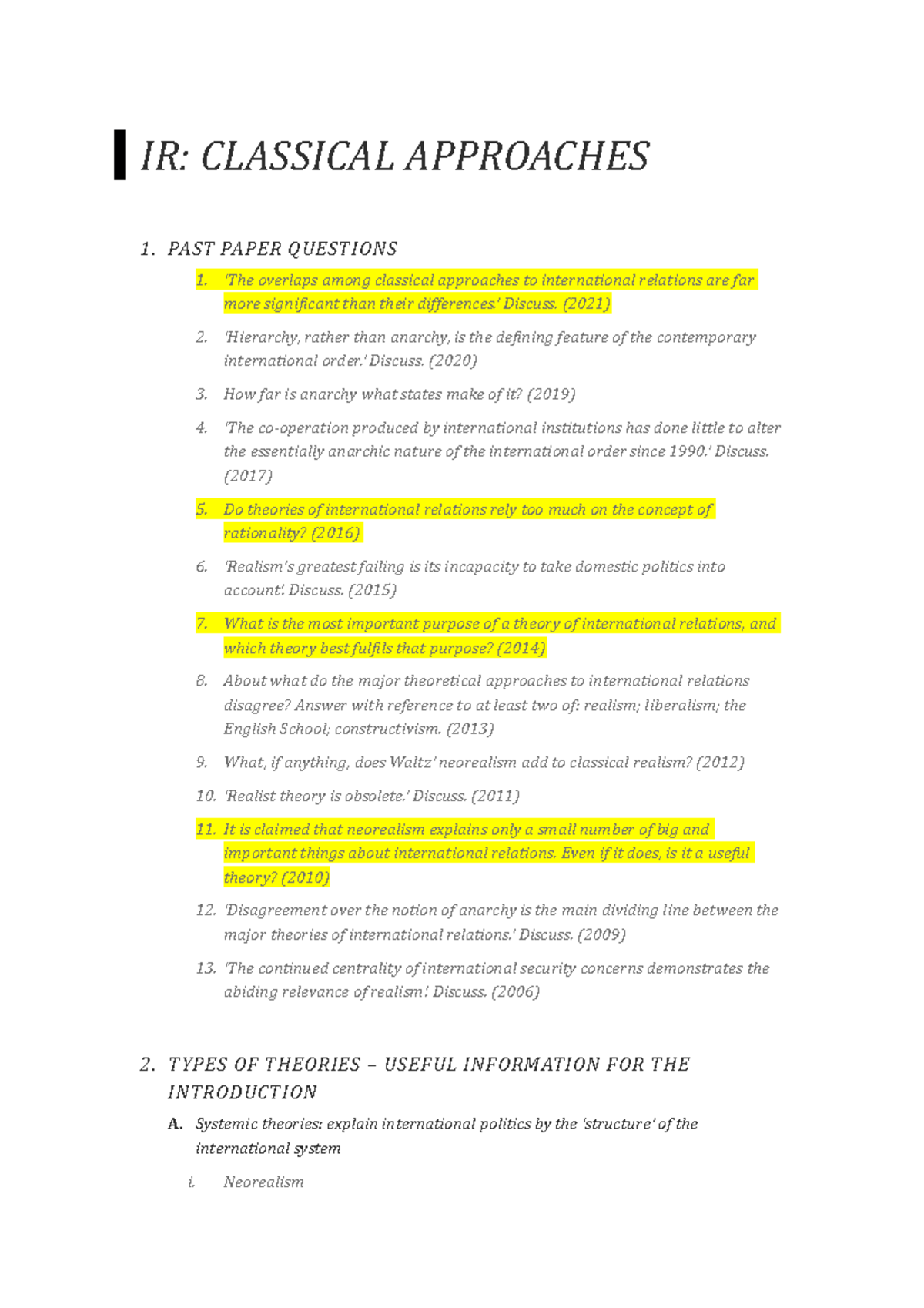 IR - Classical approaches - IR: CLASSICAL APPROACHES 1. PAST PAPER ...